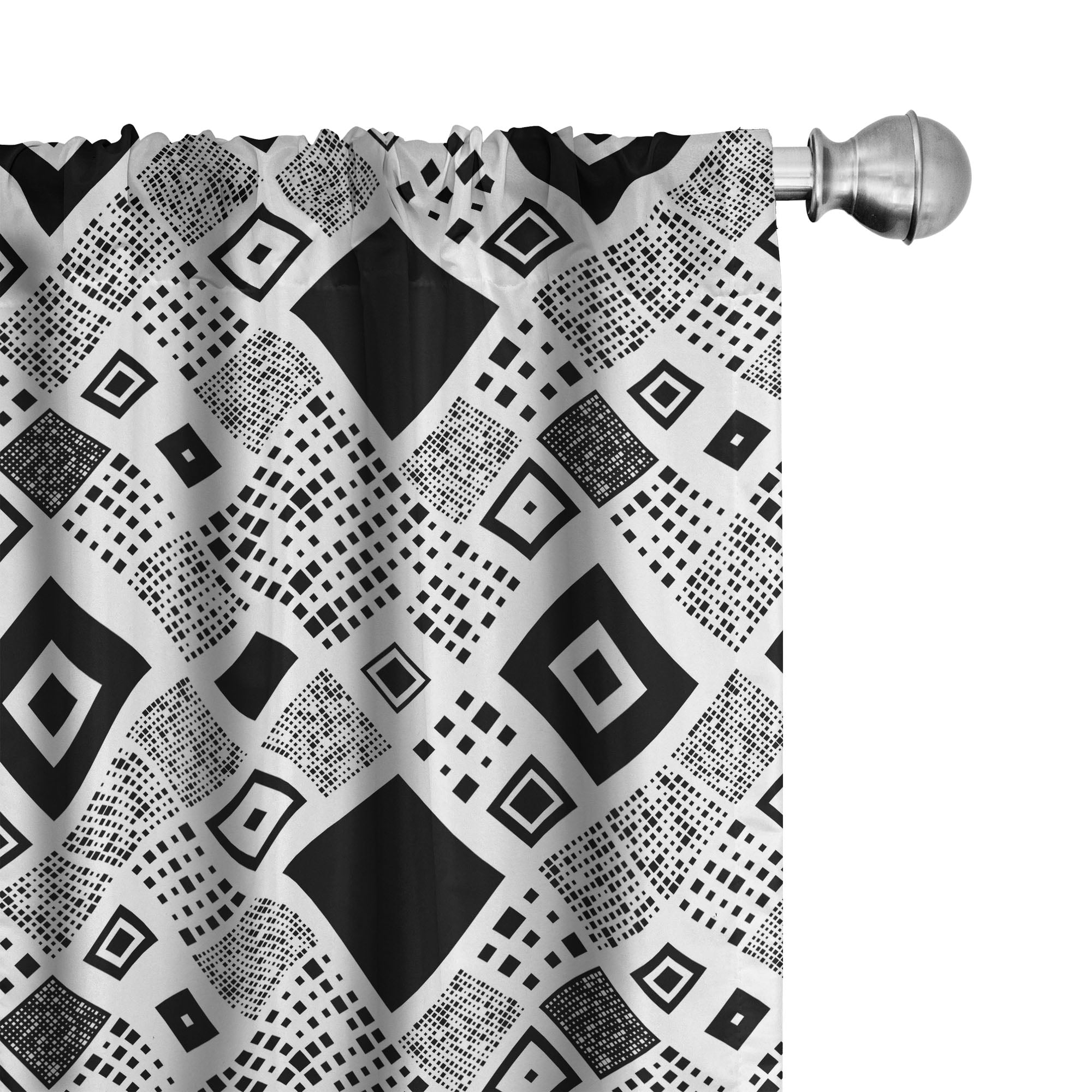 Ambesonne Black White Curtains, Big Little Squares, Pair of 28"x84 ...
