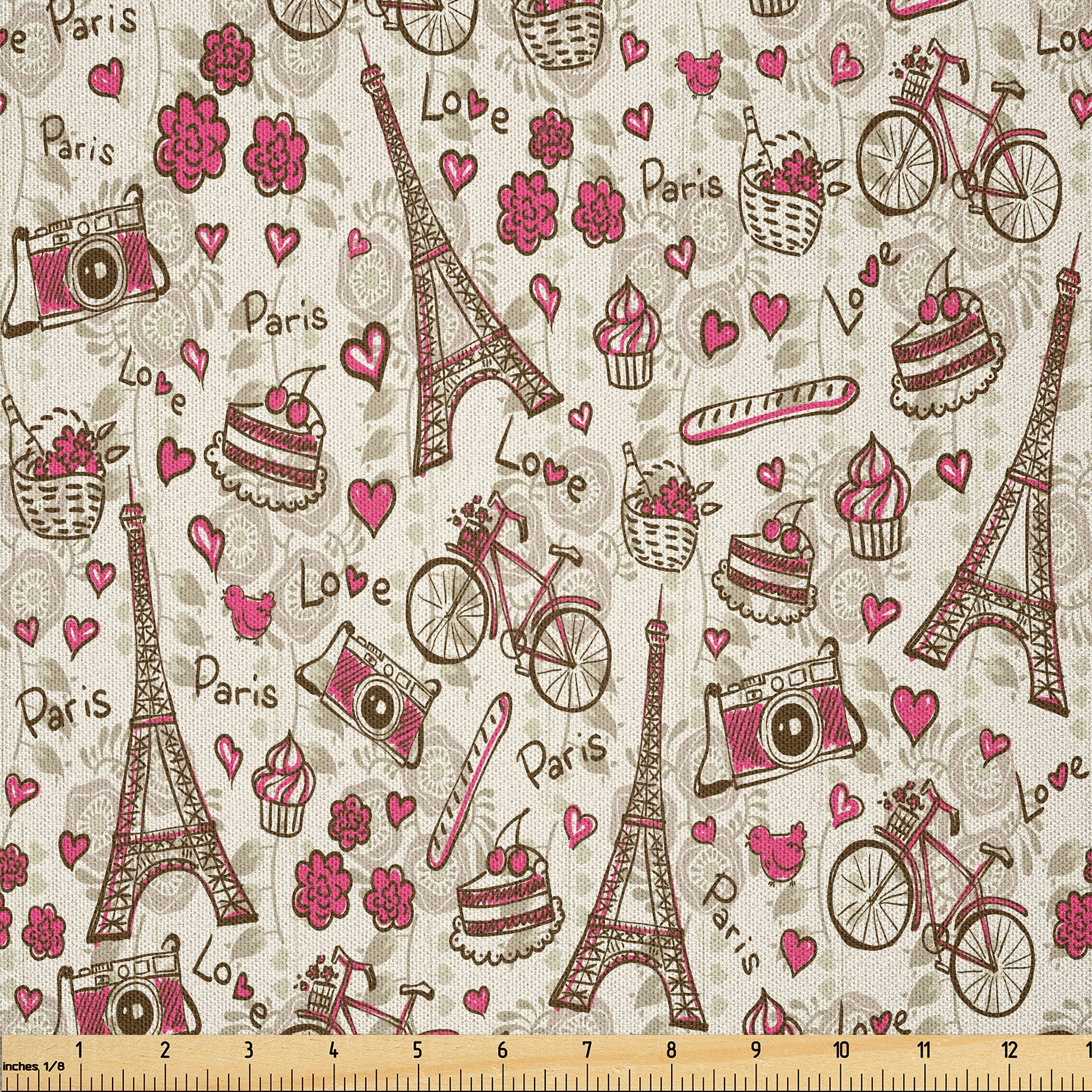 Ambesonne Black White Fabric by the Yard Microfiber, Europe French ...