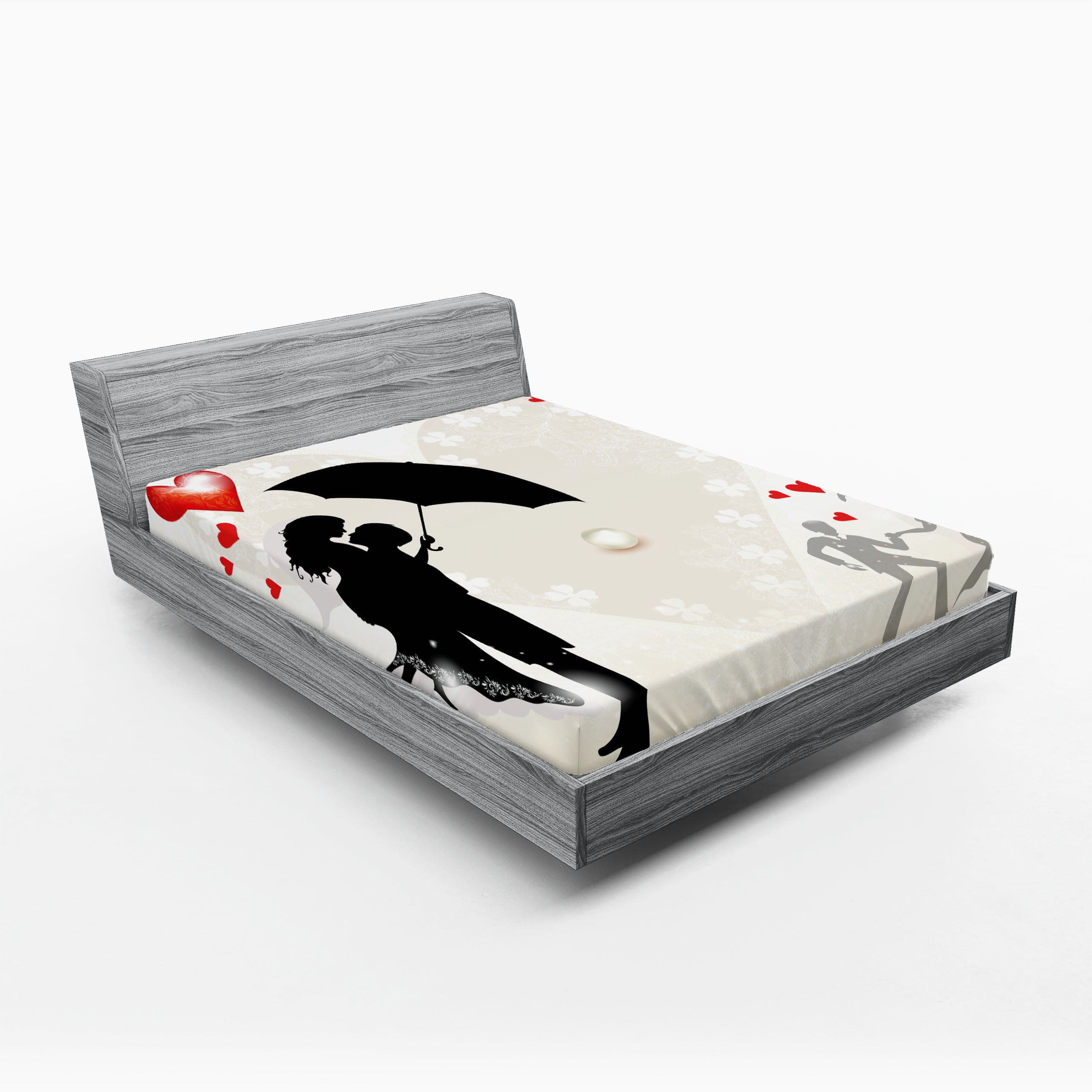Ambesonne Black White Fitted Sheet, Couple Love Romance, Full Size ...