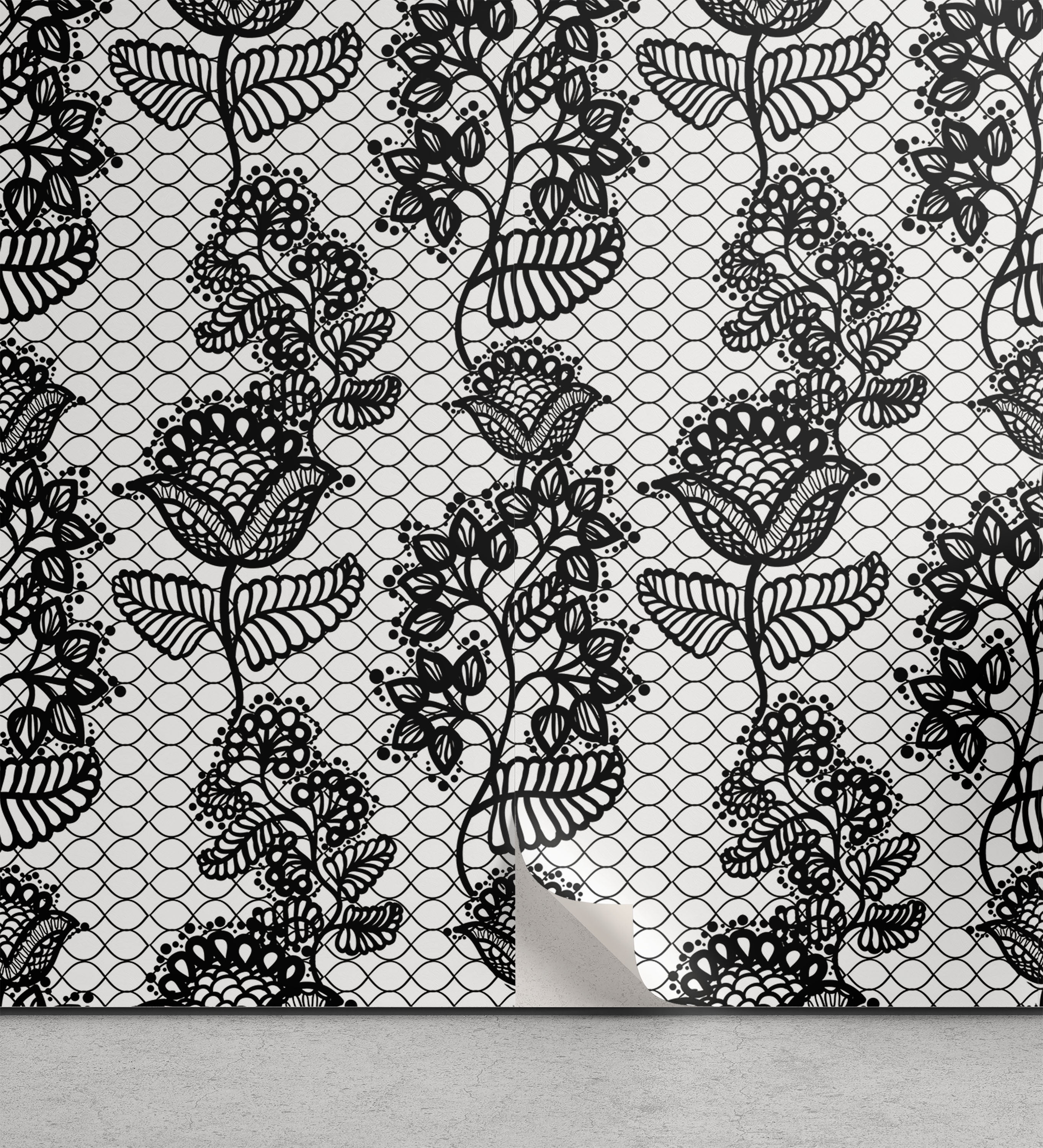 Ambesonne Black White Peel & Stick Wallpaper for Home, Lace Style ...