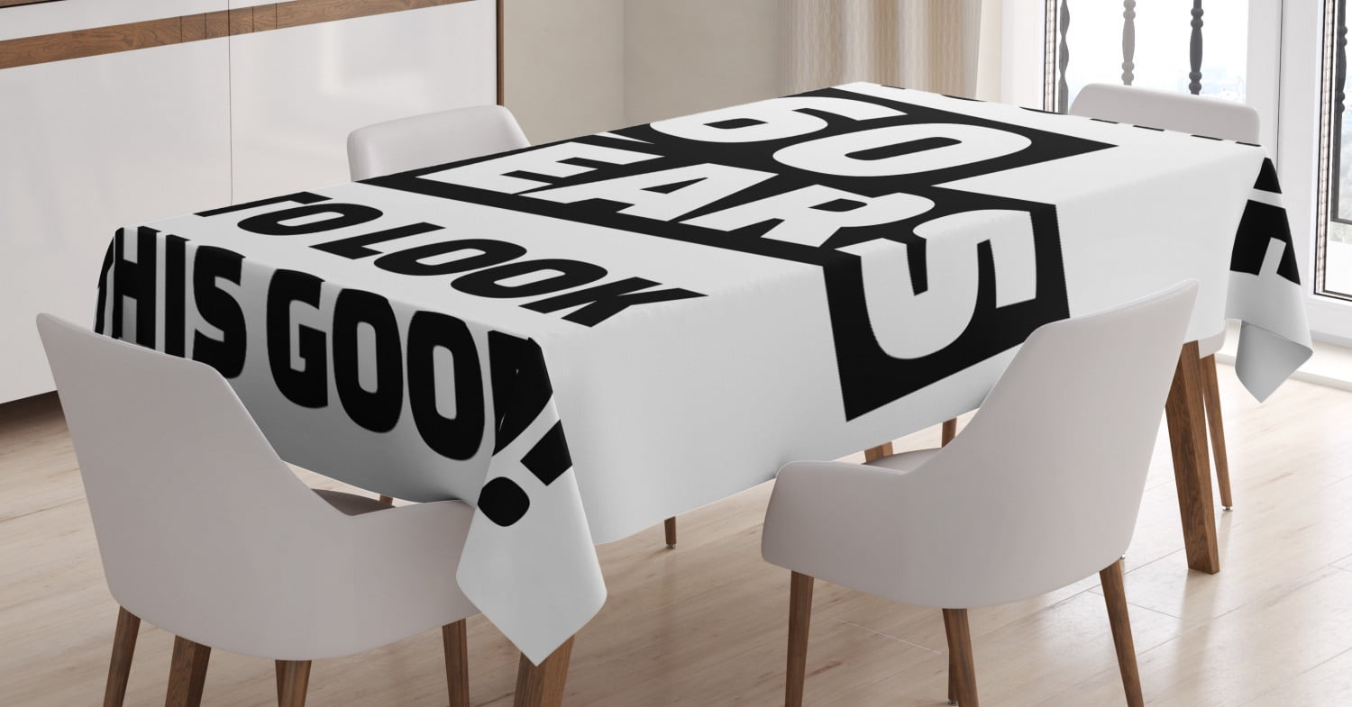 Ambesonne Black White Tablecloth Rectangular Table Cover, Slogan Party ...