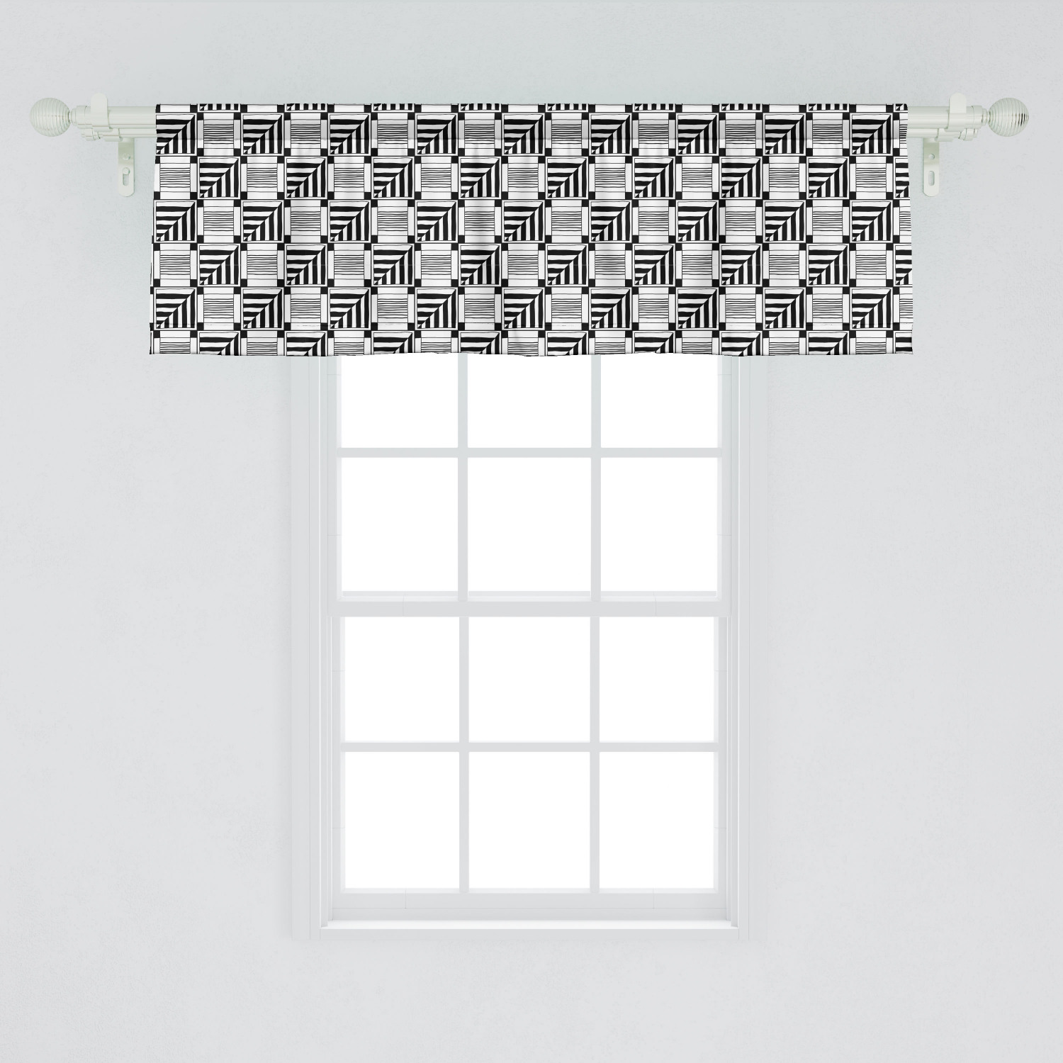 Ambesonne Black and White Window Valance, Abstract Composition of ...