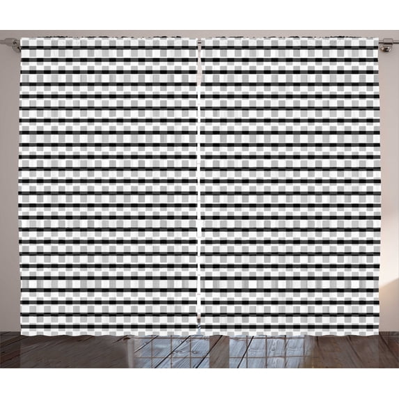Ambesonne Black and Grey Curtains 2 Panel Set, Monochromatic Layout ...