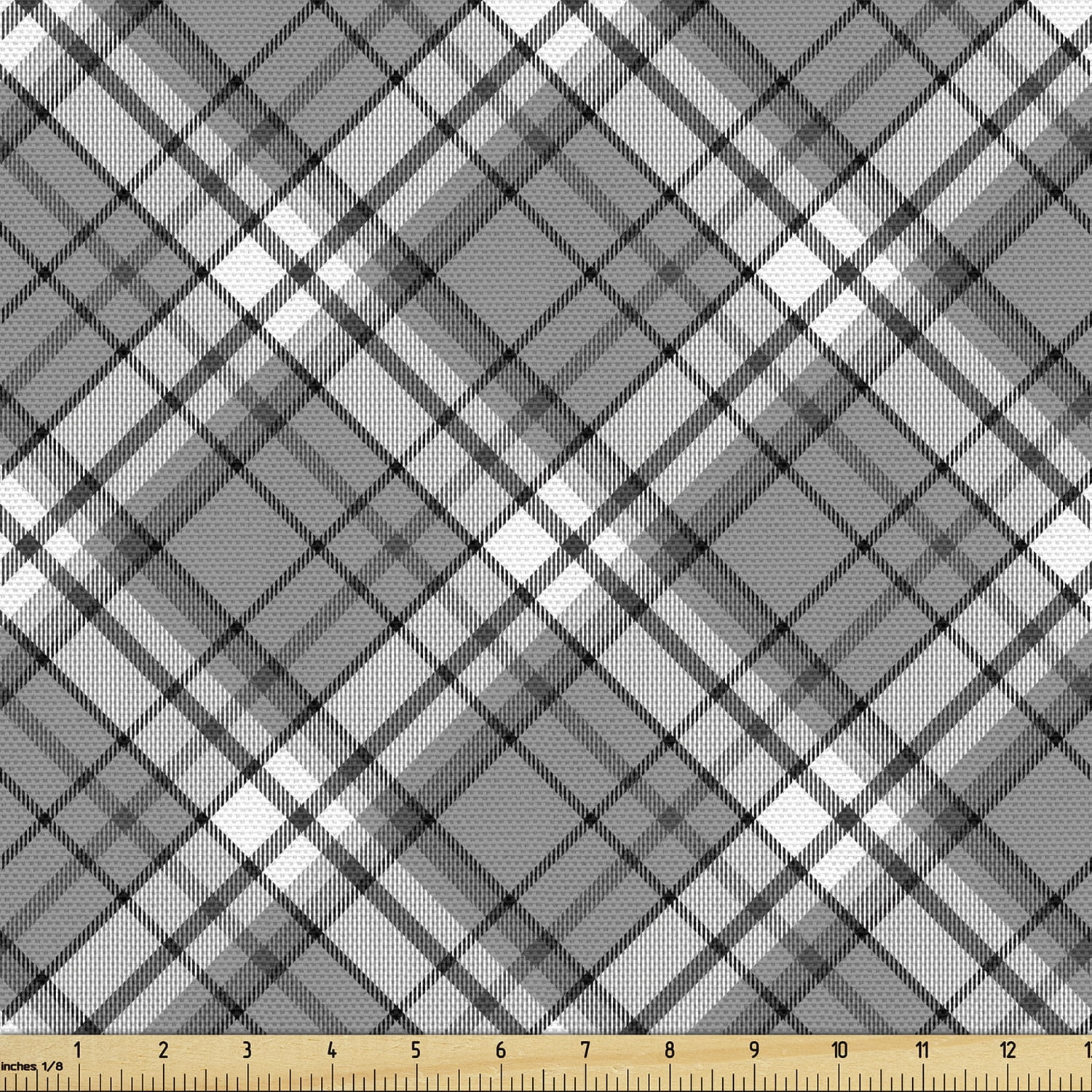 Ambesonne Black and Grey Fabric by the Yard Upholstery, Tartan ...
