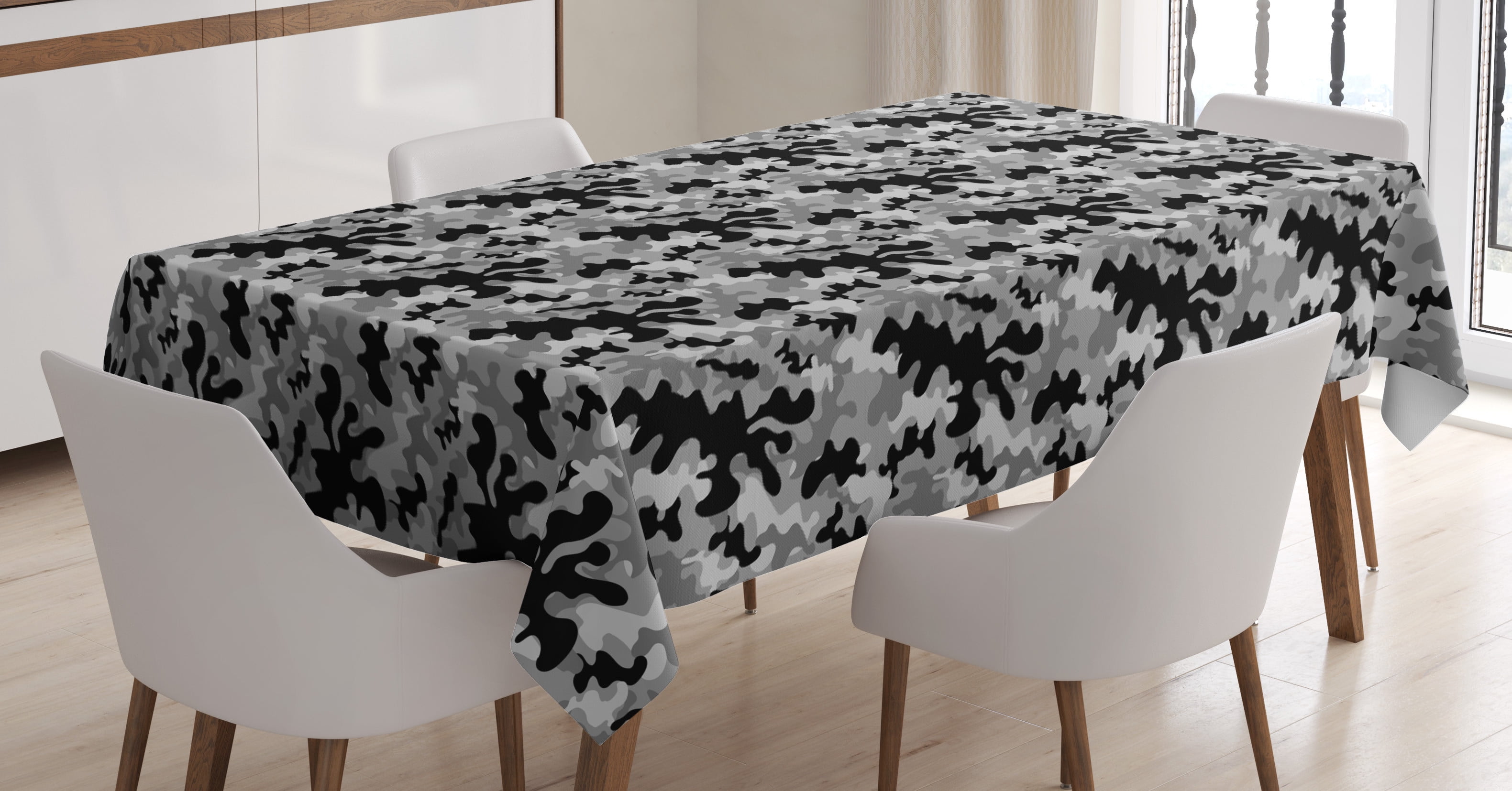 Ambesonne Black and Grey Tablecloth Rectangular Table Cover, Greyscale ...