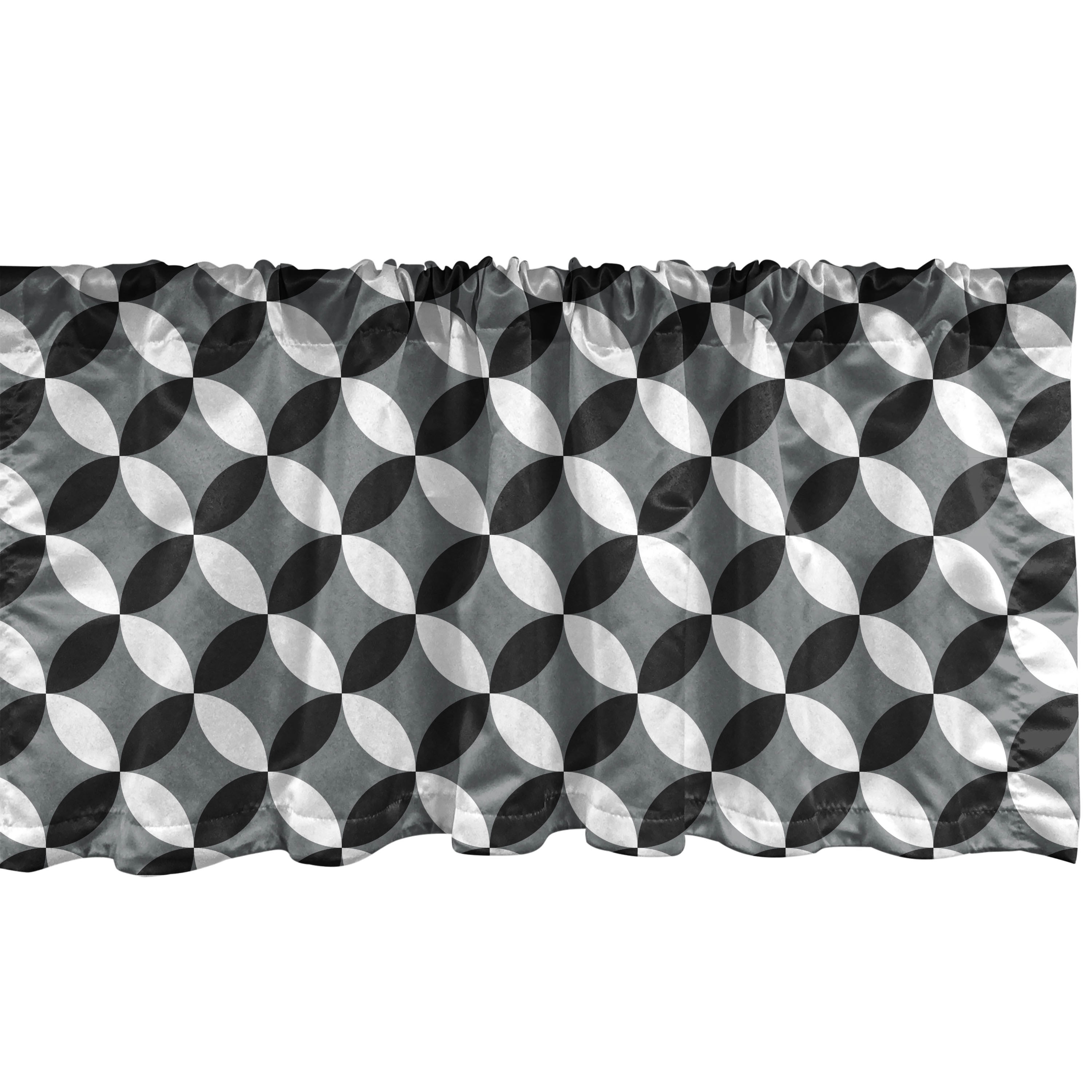 Ambesonne Black and Grey Window Valance, Geometric Circle, 54" X 18 ...