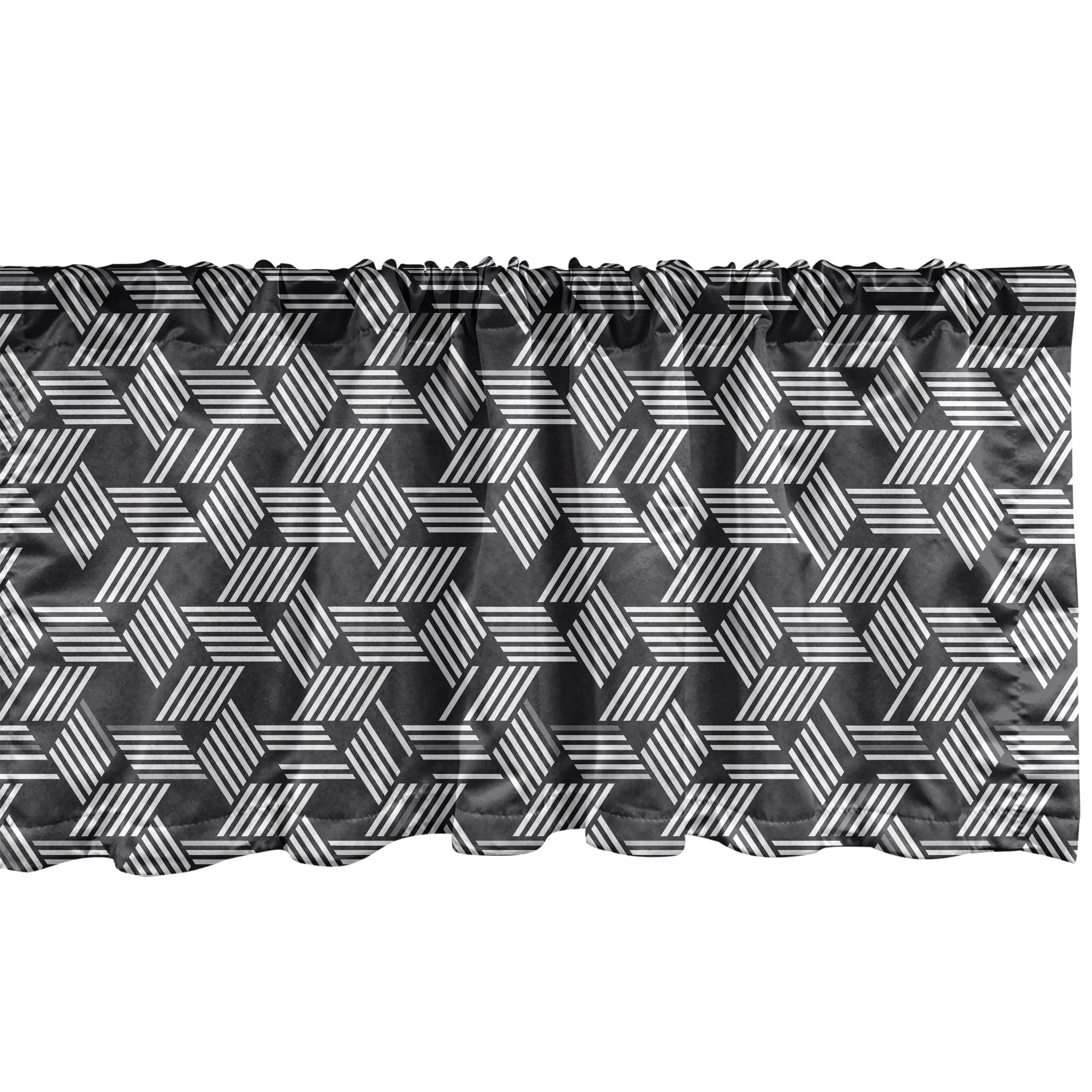 Ambesonne Black and Grey Window Valance, Geometric Irregular, 42" x 18 ...