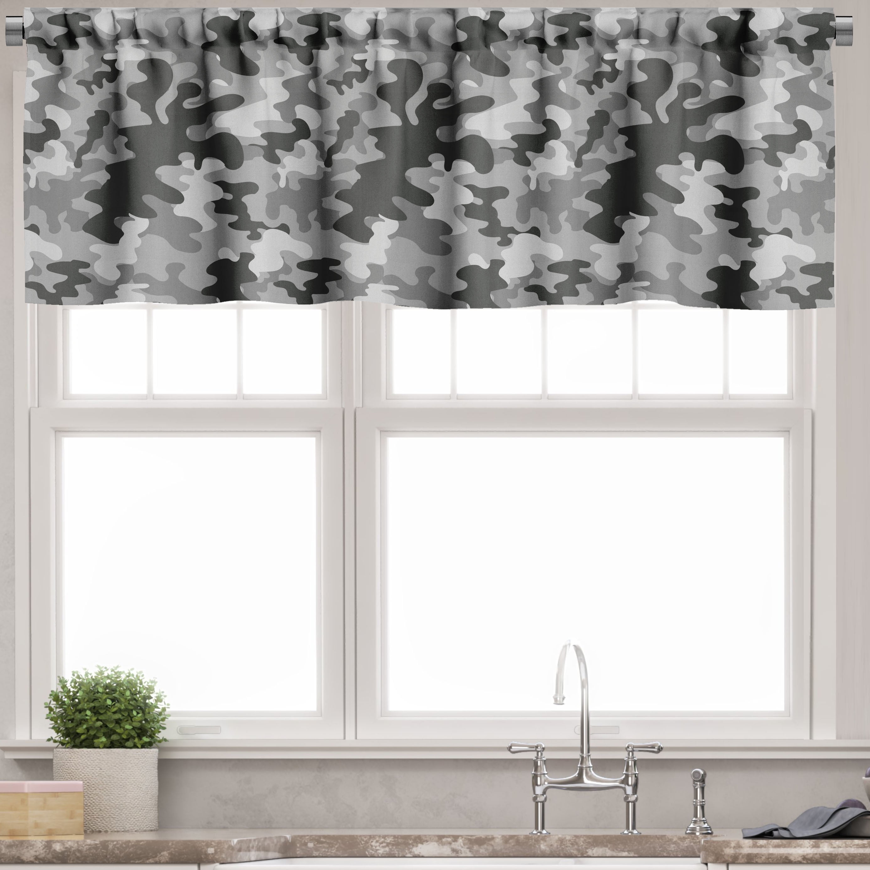 Ambesonne Black and Grey Window Valance, Greyscale Gloomy, 54" X 18 ...