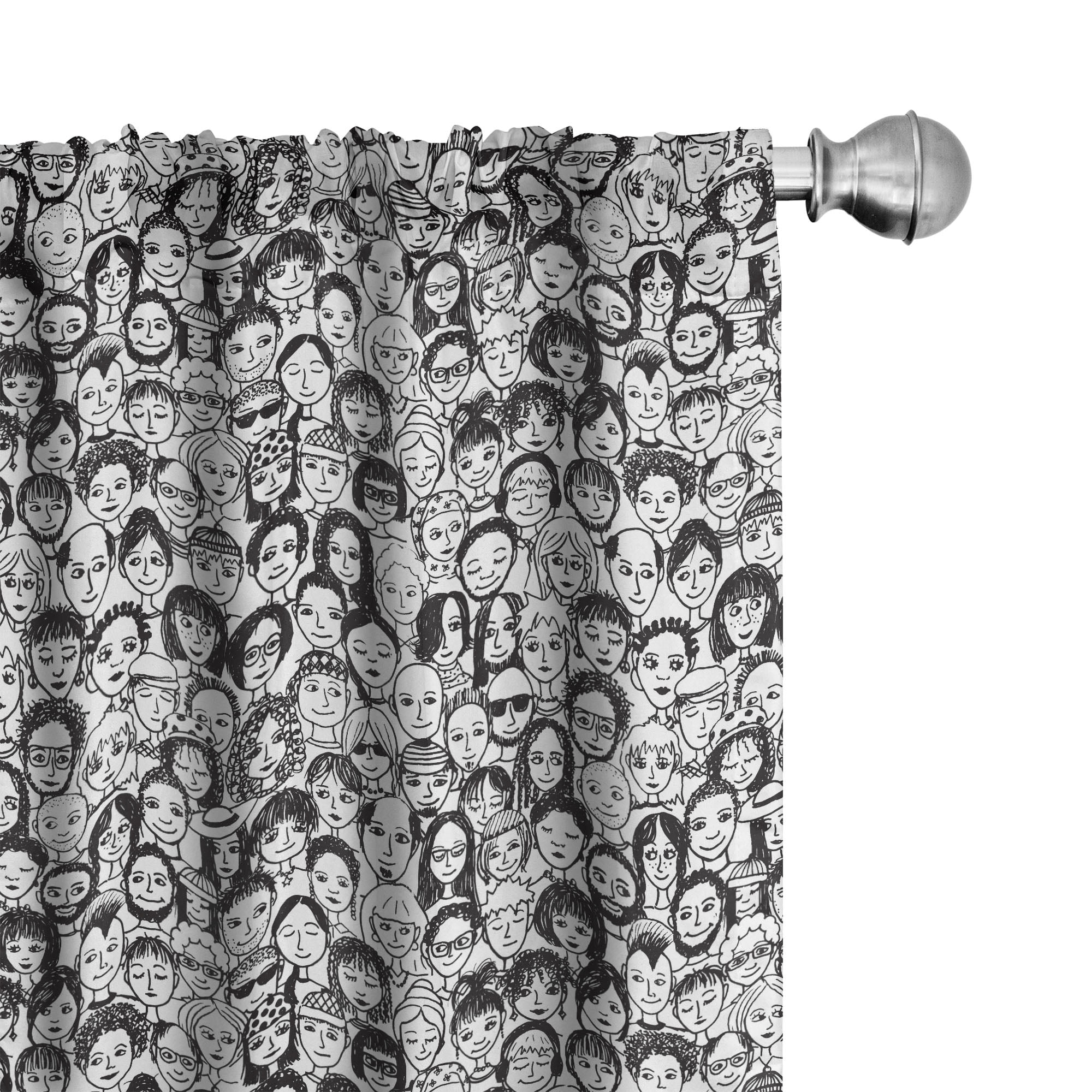 Ambesonne Black and White Curtains, People Portrait, Pair of 28"x63 ...