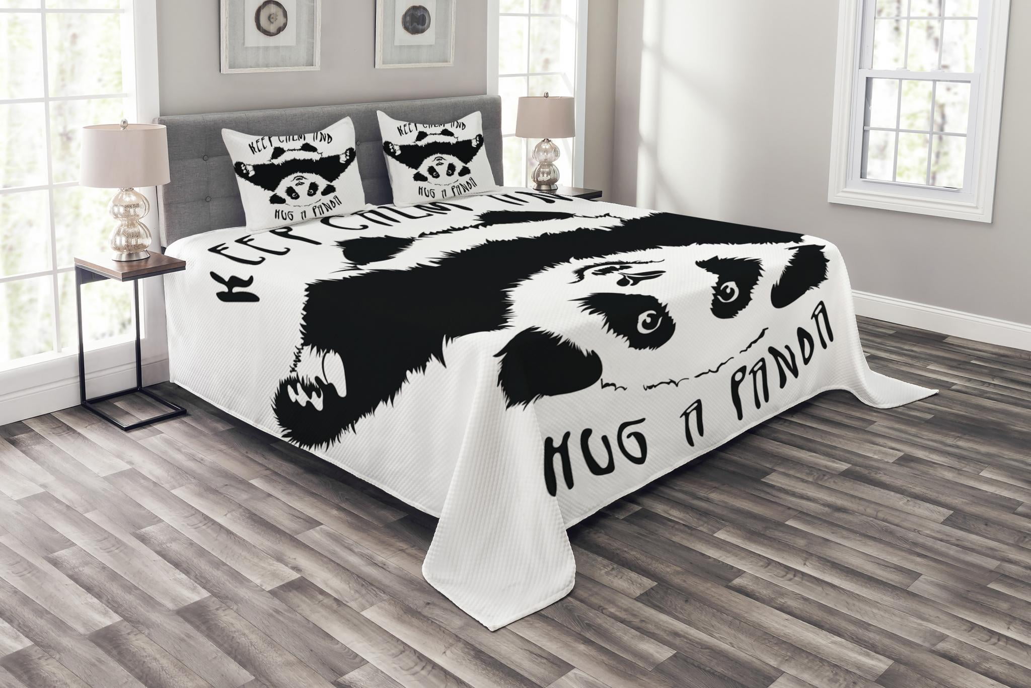Ambesonne Black and White Quilted Bedspread Set 3 Pcs, Animal Mascot ...