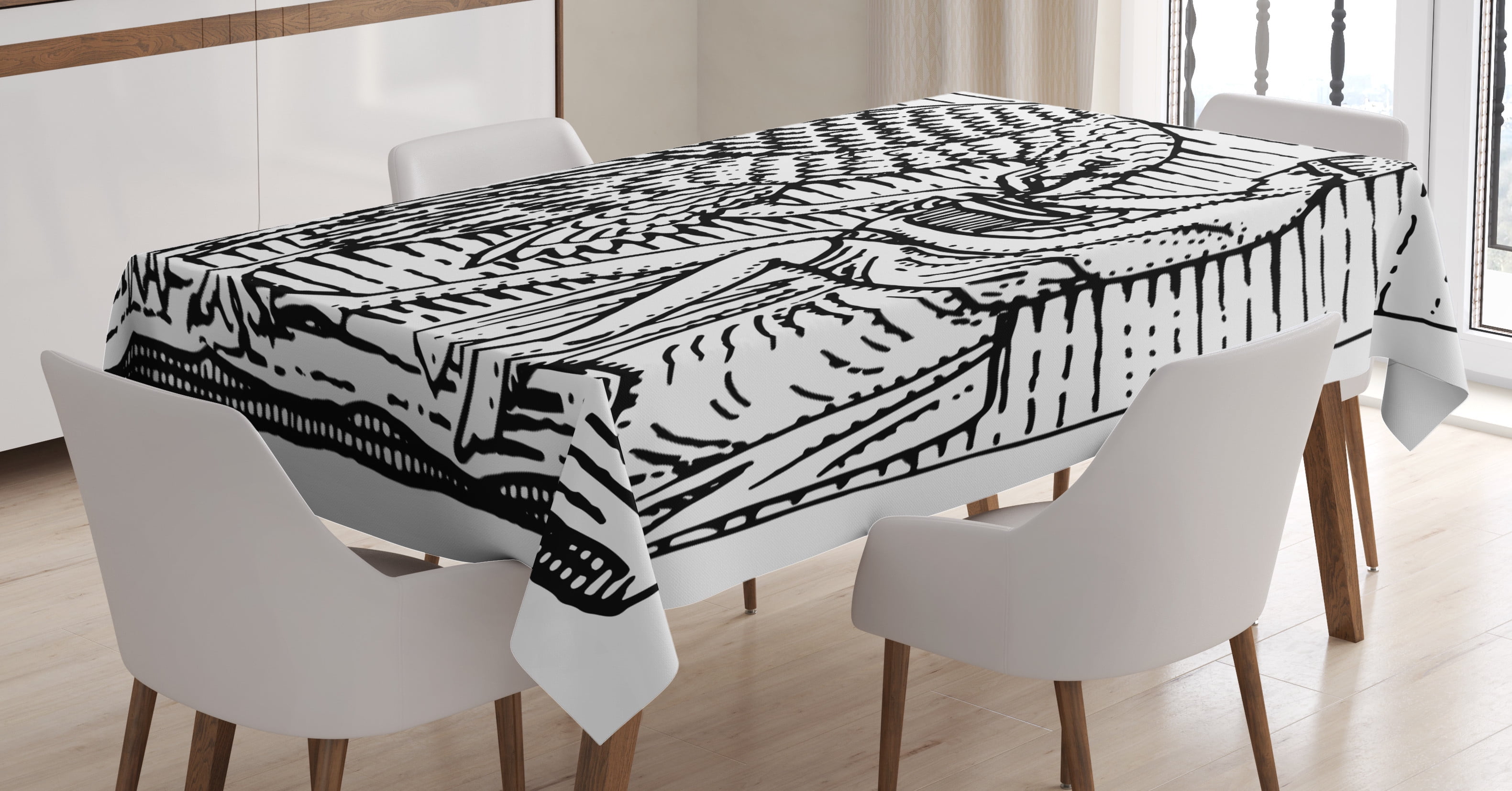 Ambesonne Black and White Tablecloth Rectangular Table Cover, Greek Man ...