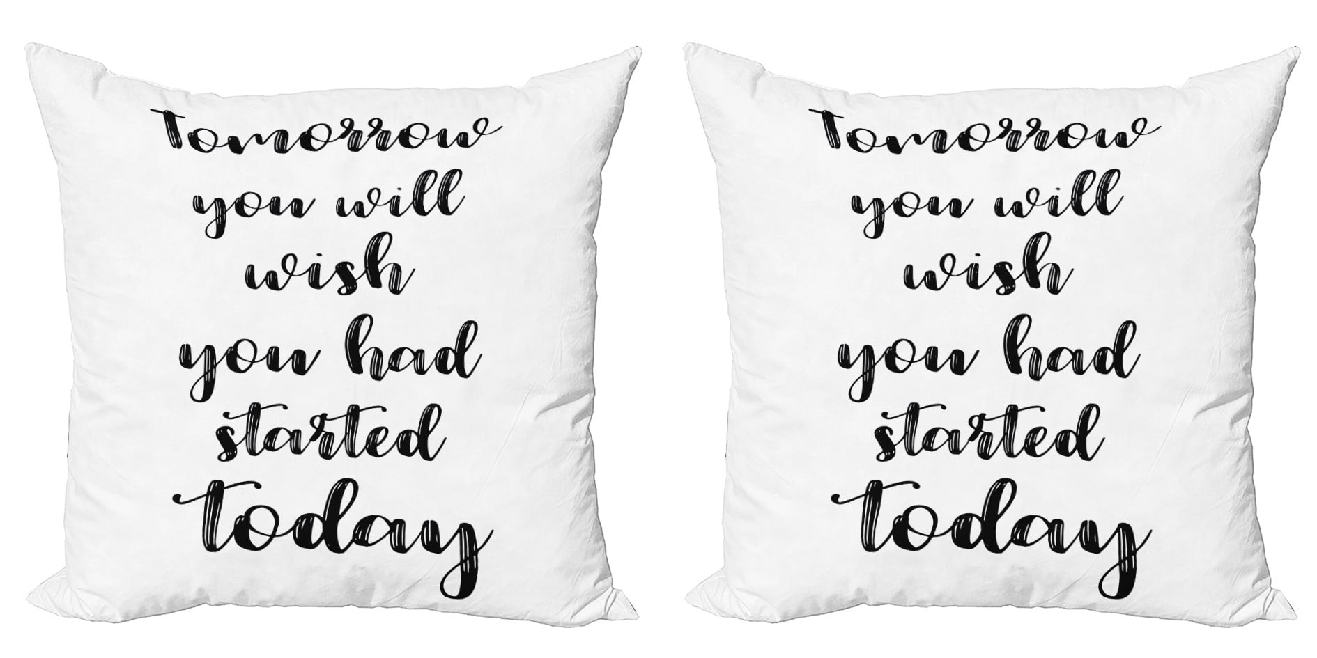 Ambesonne Black and White Throw Pillow Cover 2 Pack, Cursive Wording ...