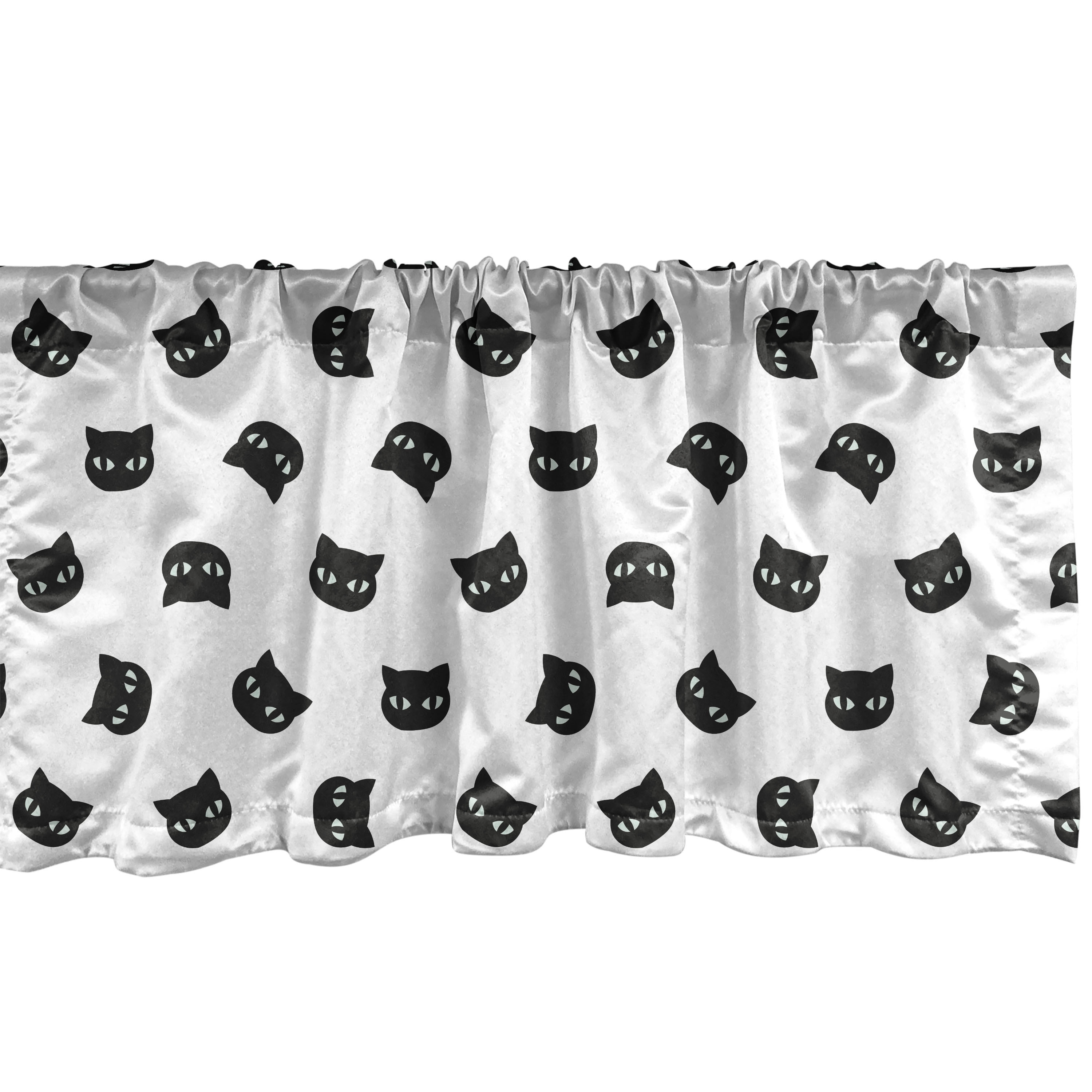 Ambesonne Black and White Window Valance, Cat Portraits, 54" X 12 ...