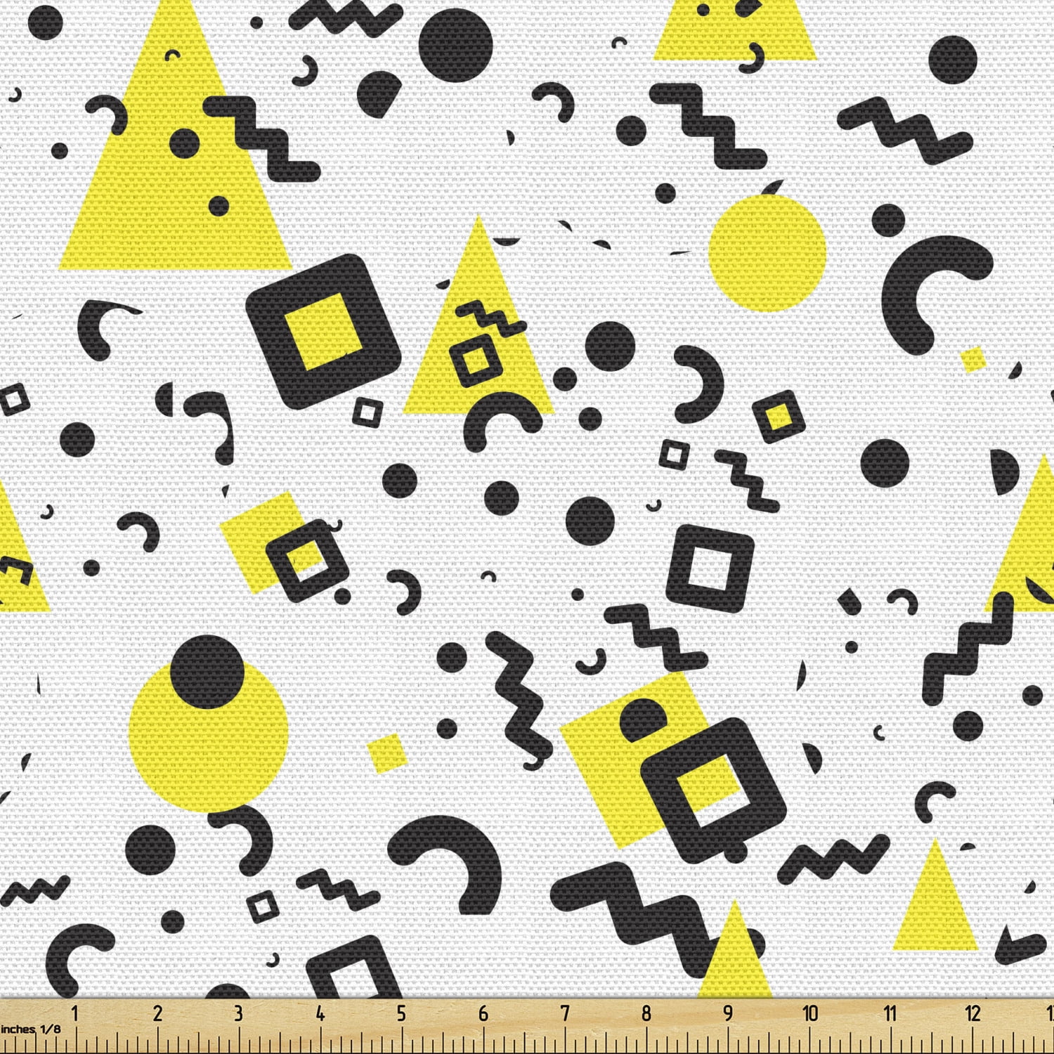 Ambesonne Black and Yellow Fabric by the Yard Upholstery, 80s Memphis ...