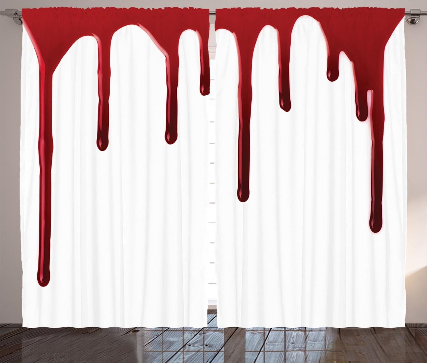 Ambesonne Bloody Curtains 2 Panel Set, Halloween Zombie Crime, 108" x ...