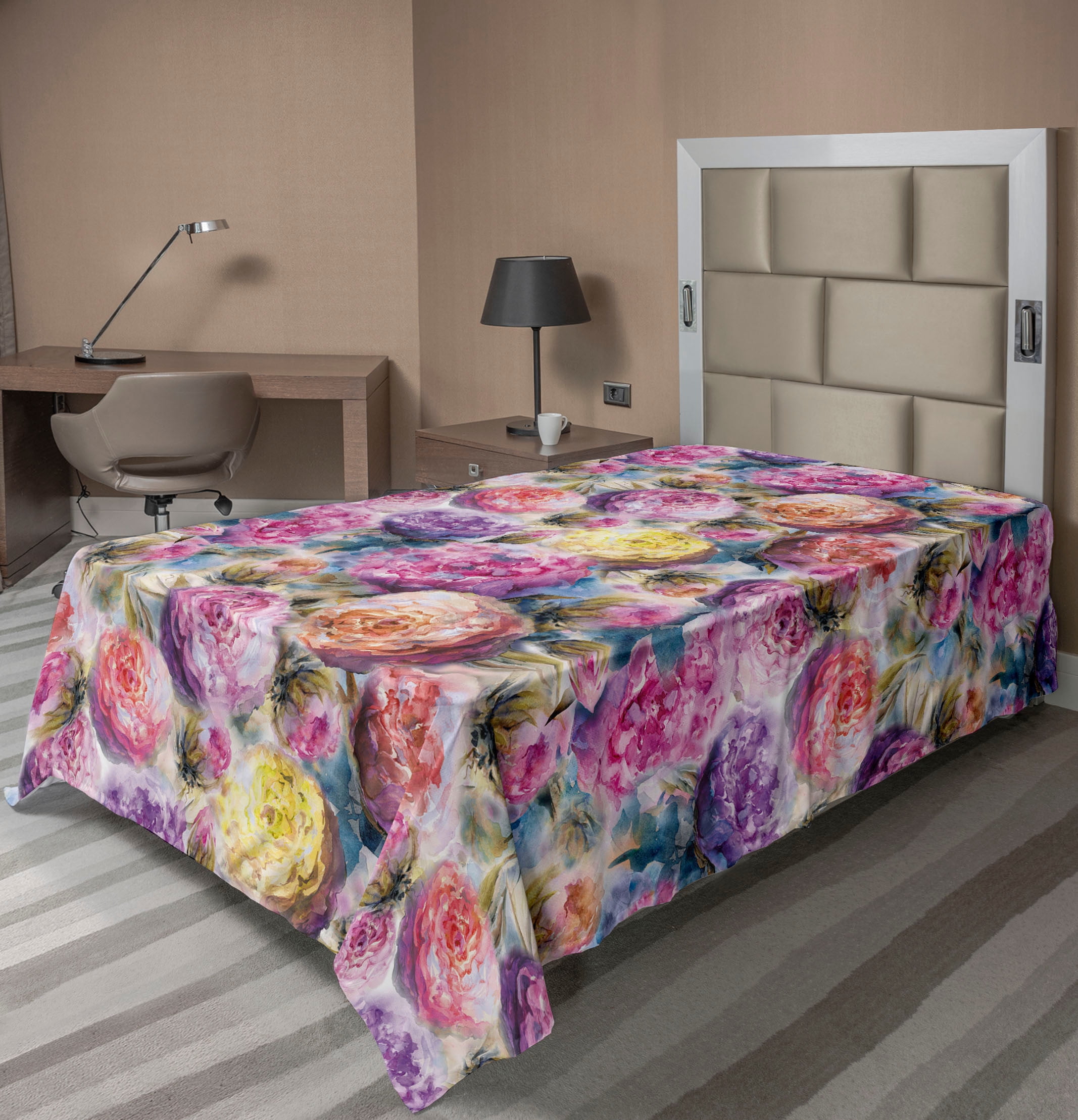 Ambesonne Blooming Floral Flat Bedding Sheet Soft Top Sheet, Vintage ...