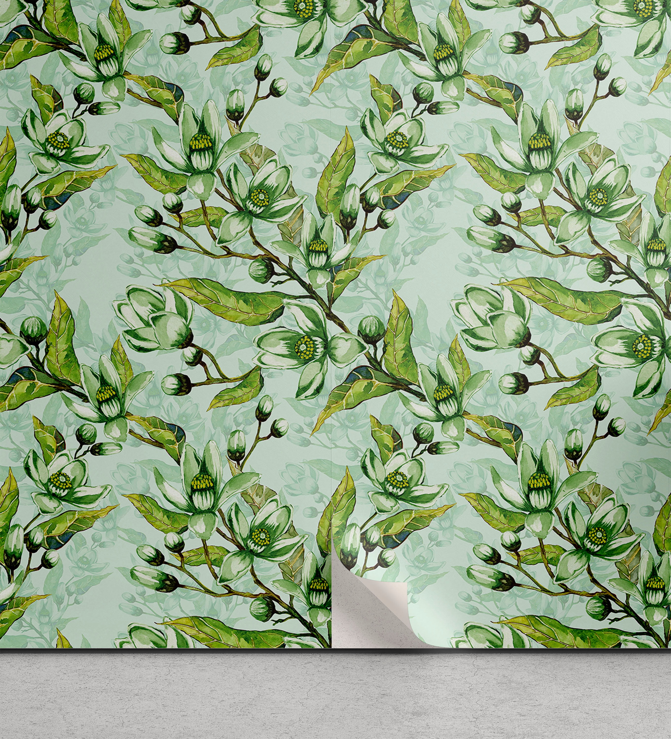 Ambesonne Blooming Floral Peel & Stick Wallpaper for Home, Asian Leaves ...