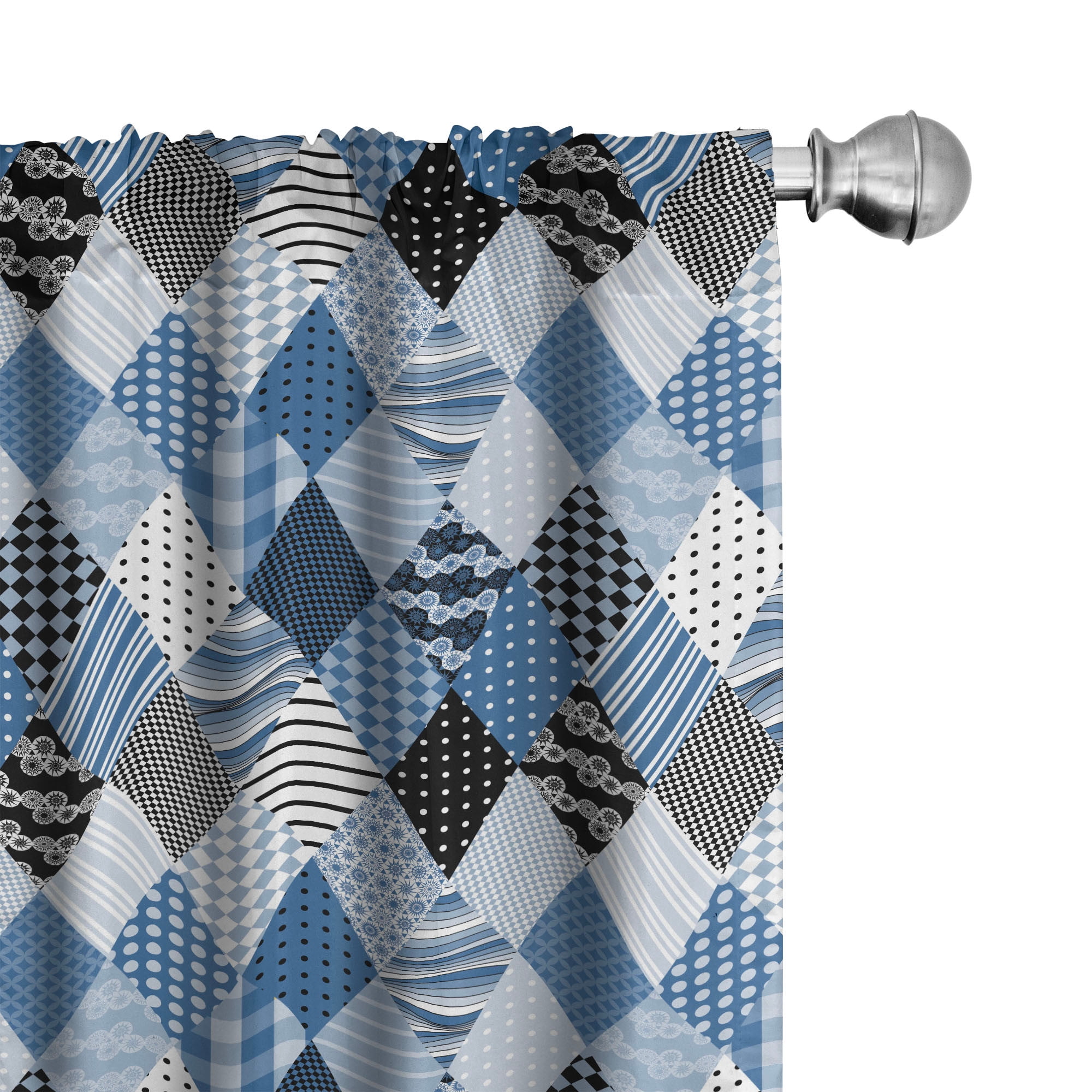 Ambesonne Blue Curtains, Diamond Shaped Patchworks, Pair of 28"x63 ...
