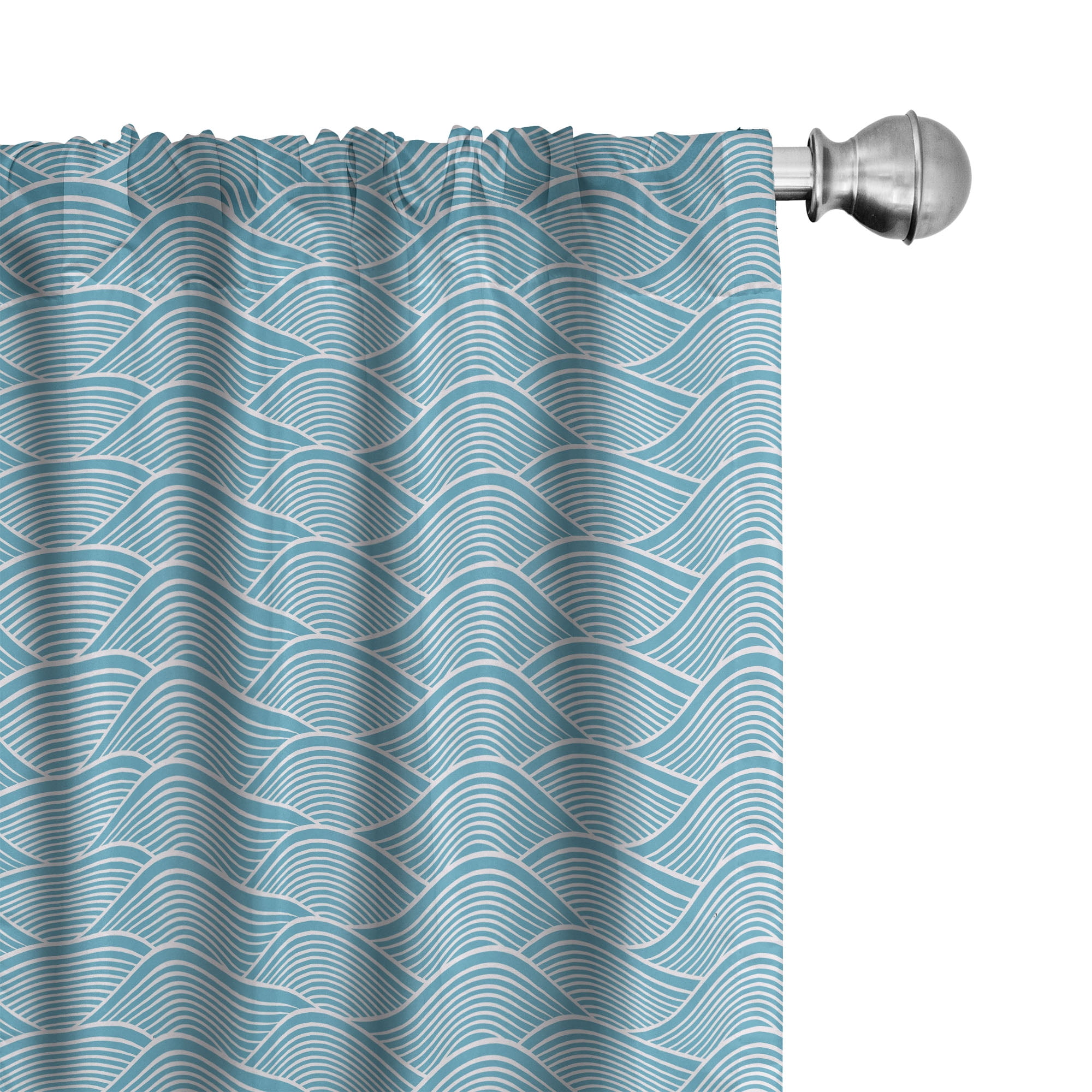 Ambesonne Blue Curtains, Japanese Ocean Sea Waves, Pair of 28"x84", Sky ...