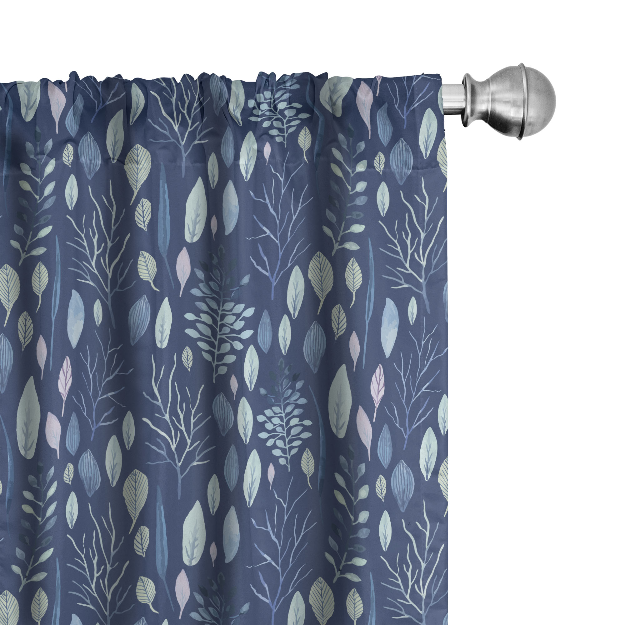 Ambesonne Blue Curtains, Watercolor Leaves Art, Pair of 28"x95", Pale ...
