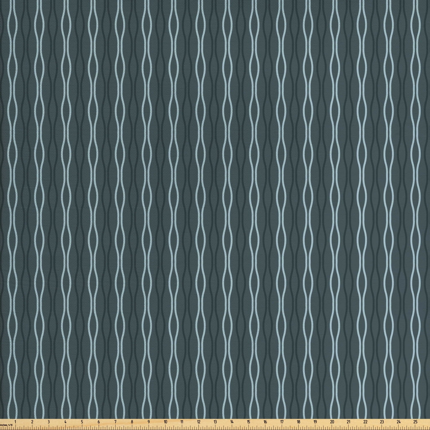Ambesonne Blue Fabric by the Yard Upholstery, Under the Sea Wave Lines ...