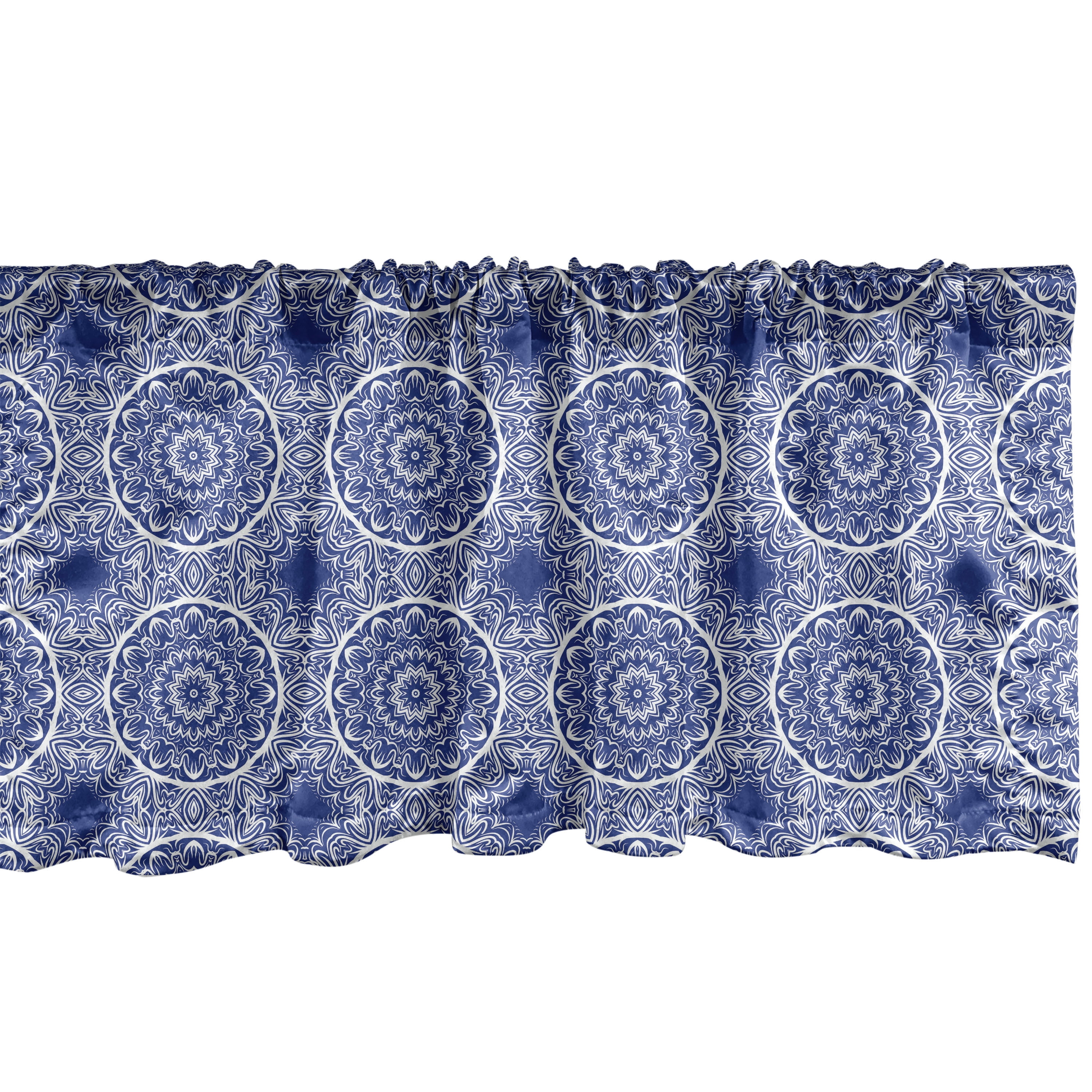 Ambesonne Blue Mandala Window Valance, Abstract Orient Floral, 54" X 18 ...