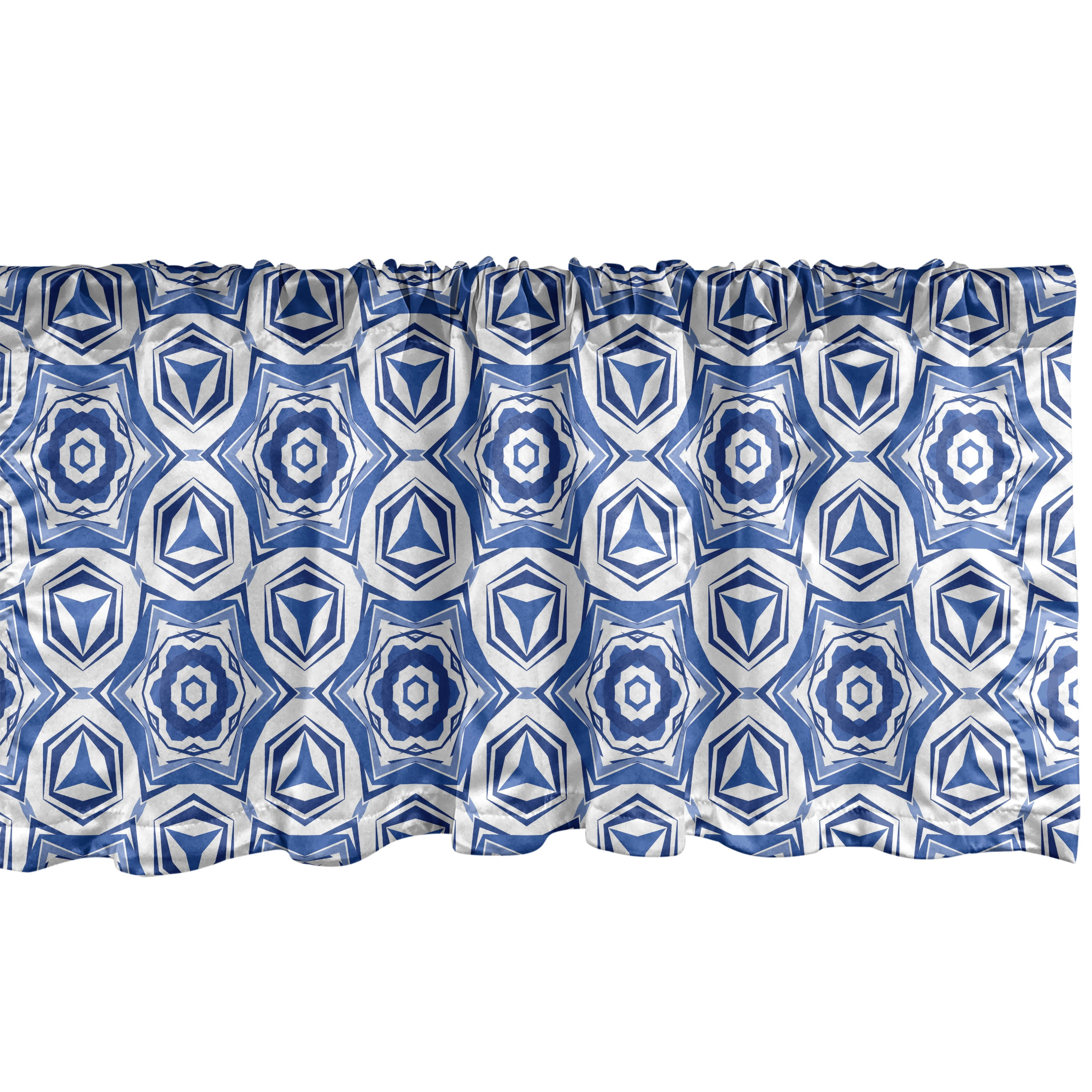 Ambesonne Blue Mandala Window Valance, Star Mandala Shapes Hexagonal ...