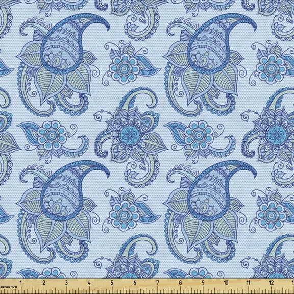 Ambesonne Paisley Fabric by the Yard Upholstery, Flowers and Sun, 2 ...