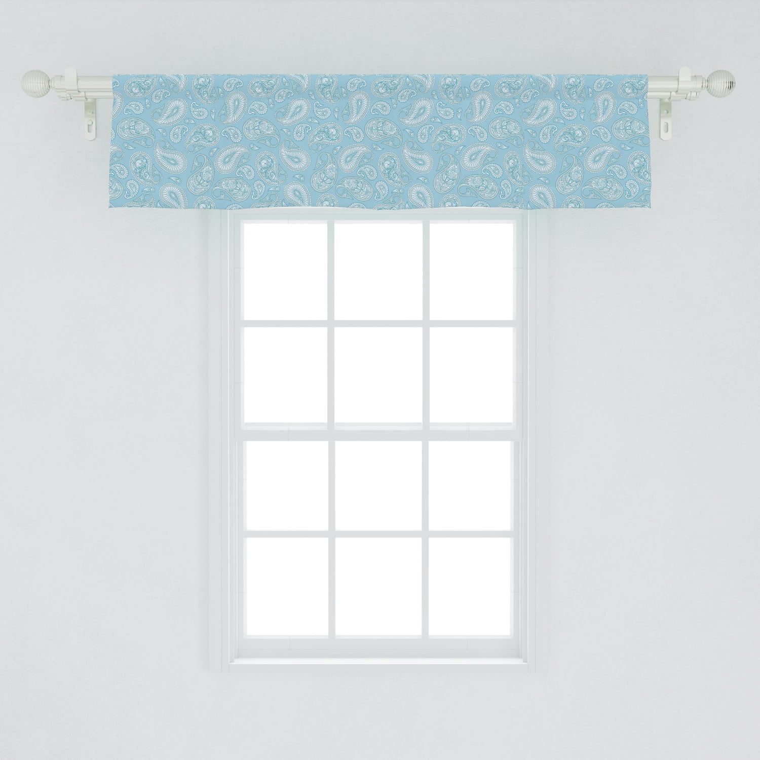 Ambesonne Blue Paisley Window Valance Rhythmic Pine Cone Inspired