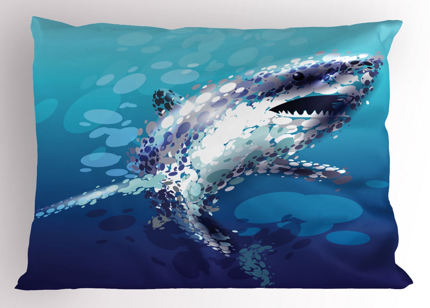Ambesonne Blue Pillow Sham, Shark Oceanlife Animal, 26" X 20", Blue ...