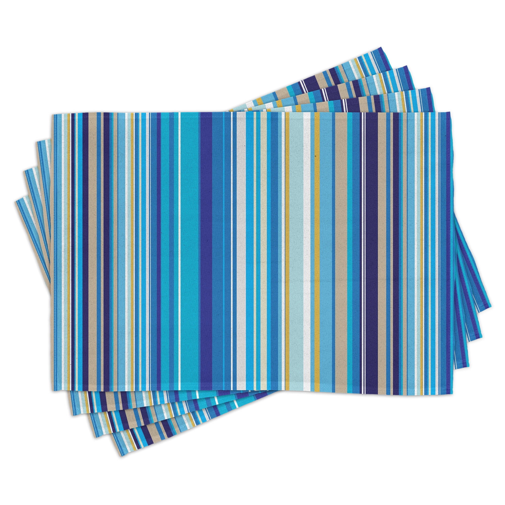 Ambesonne Blue Place Mats Set of 4, Vertical Stripes Retro Art ...