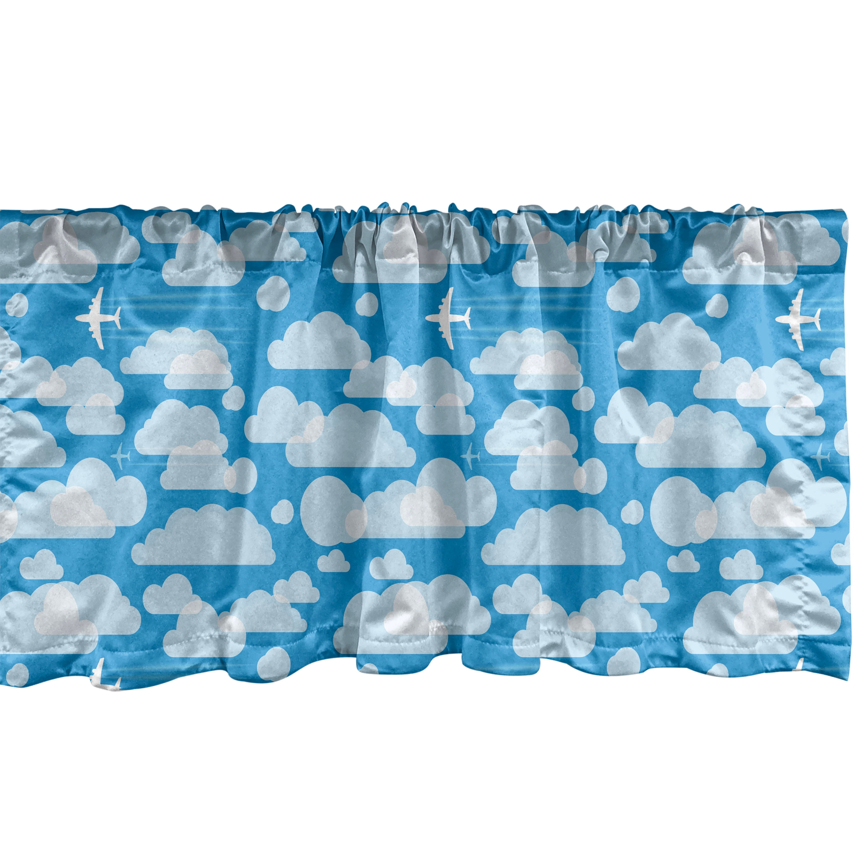 Ambesonne Blue Sky Valance Pack of 2, Airplane Flying Through, 54"X18 ...
