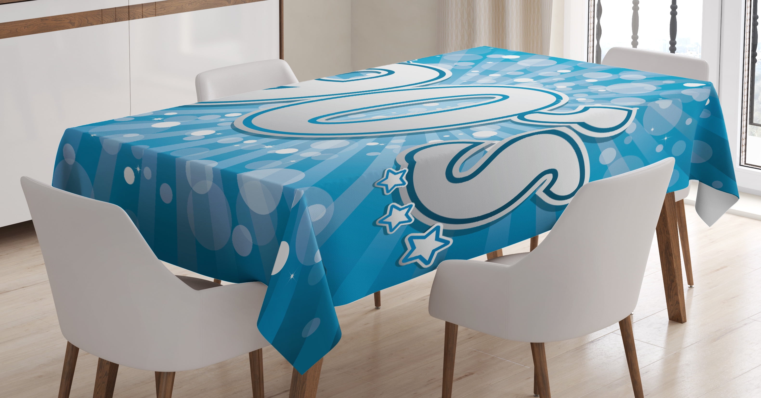 Ambesonne Blue Tablecloth Rectangular Table Cover, 90s Pop Art Star ...