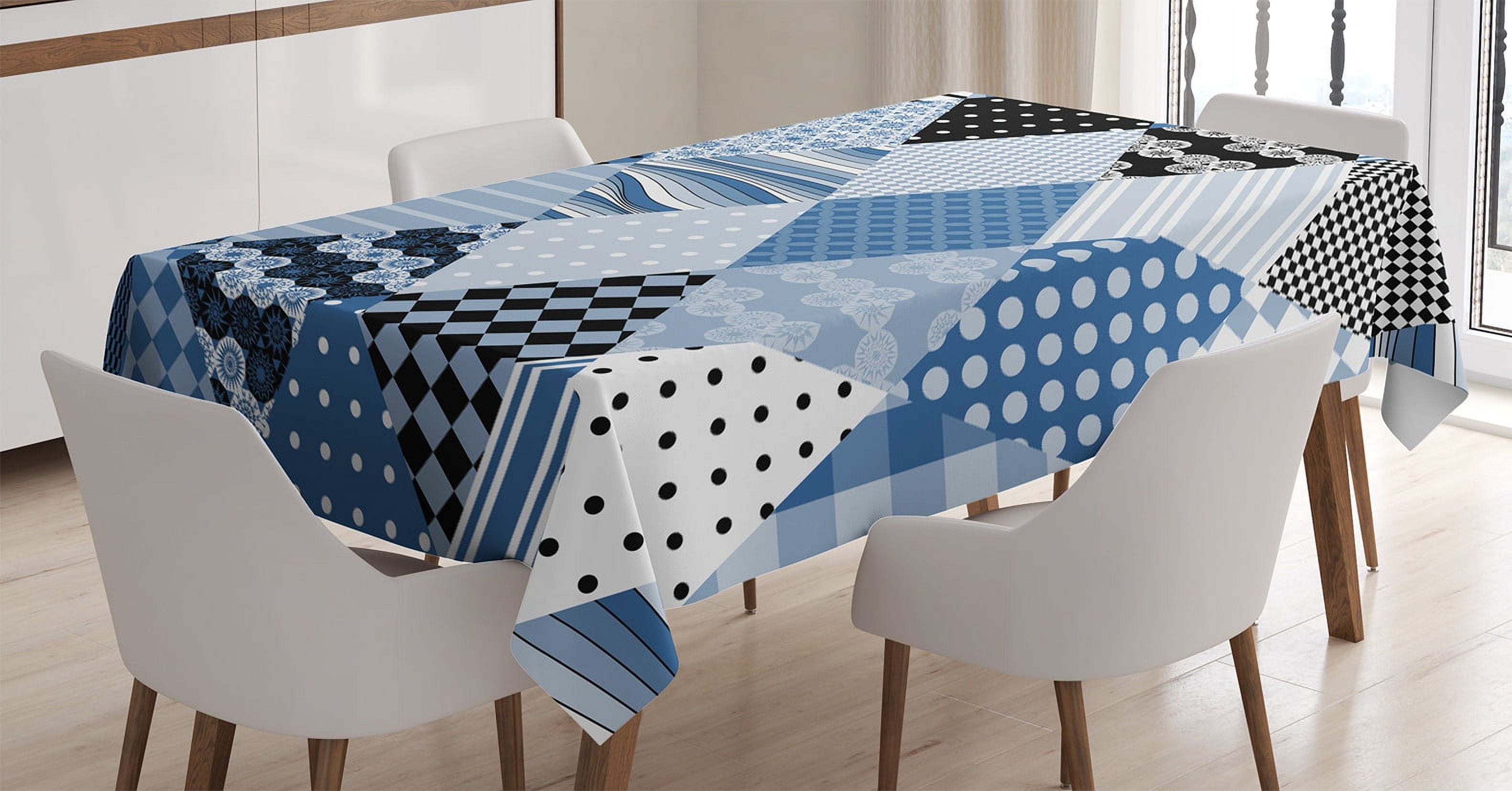 Ambesonne Blue Tablecloth Rectangular Table Cover, Diamond Shaped Patchworks, 60"x90", Blue ...