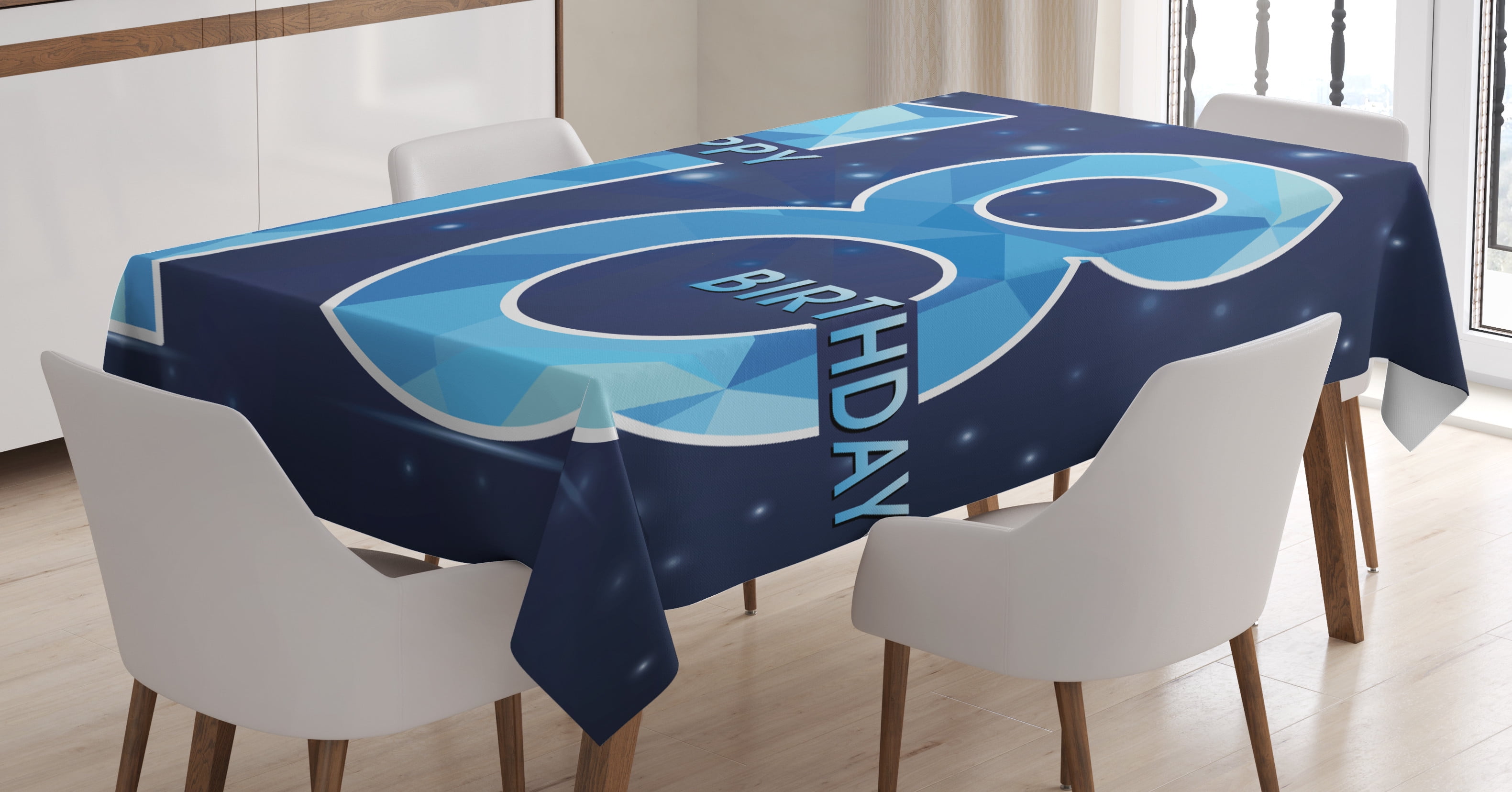 Ambesonne Blue Tablecloth Rectangular Table Cover, Galaxy Star Birthday ...