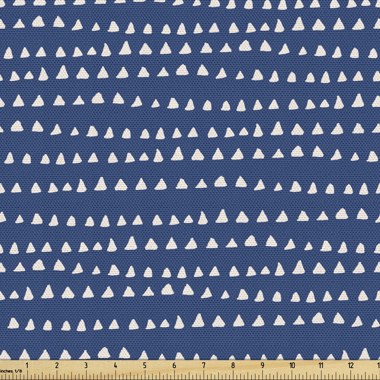 Ambesonne Blue White Fabric by the Yard Upholstery, Minimal Triangles ...