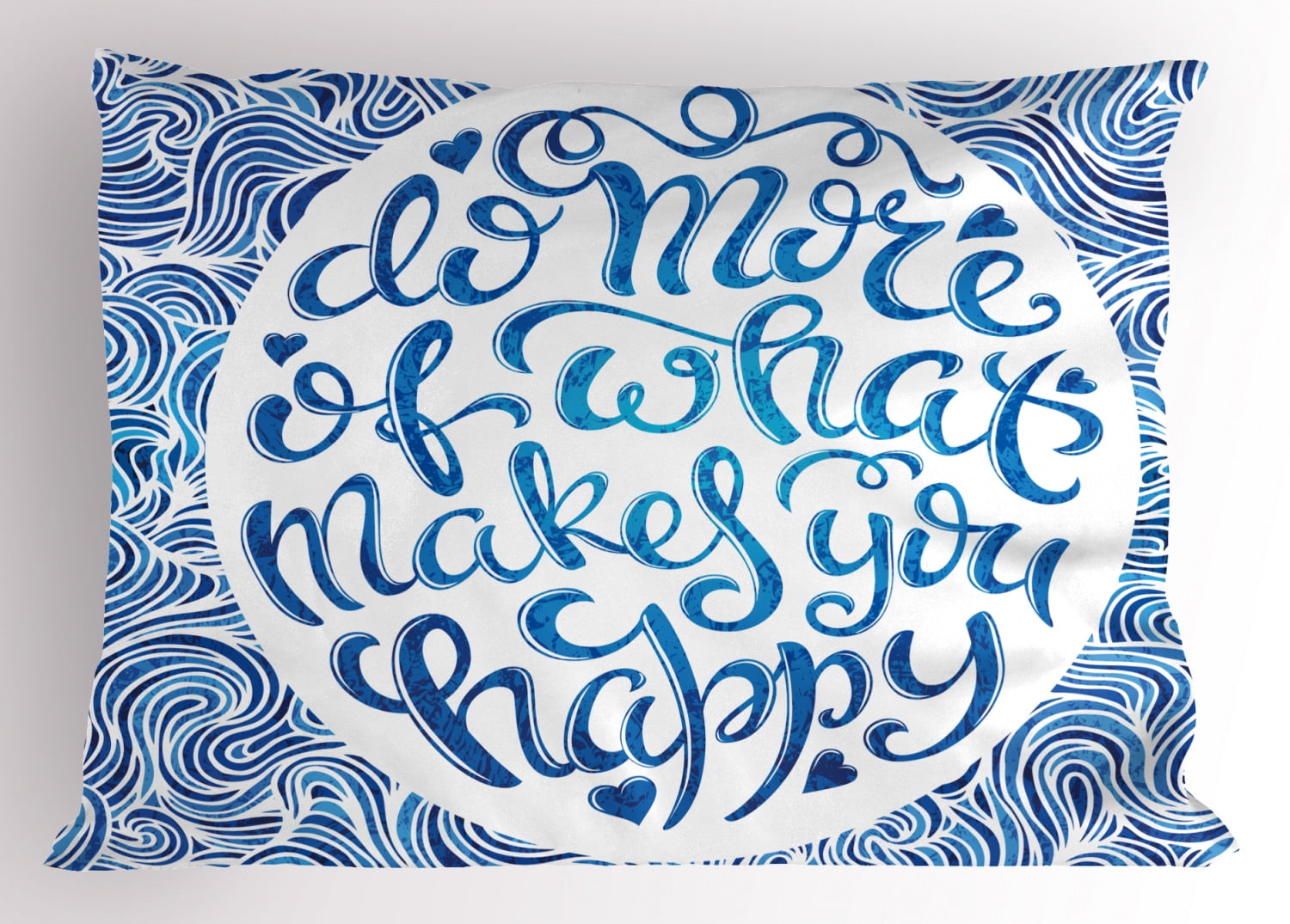 Ambesonne Blue White Pillow Sham, Words and Waves, 26" X 20", Pale Blue ...