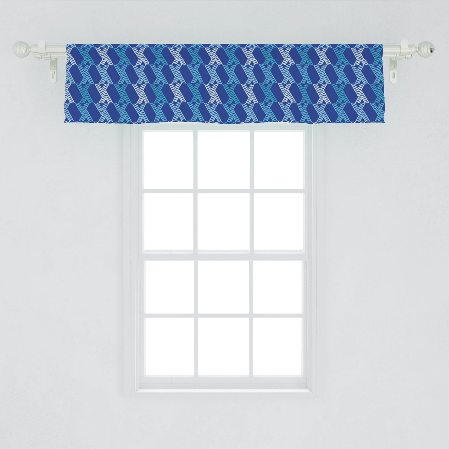 Ambesonne Blue Window Valance, Abstract Geometric Pattern with ...