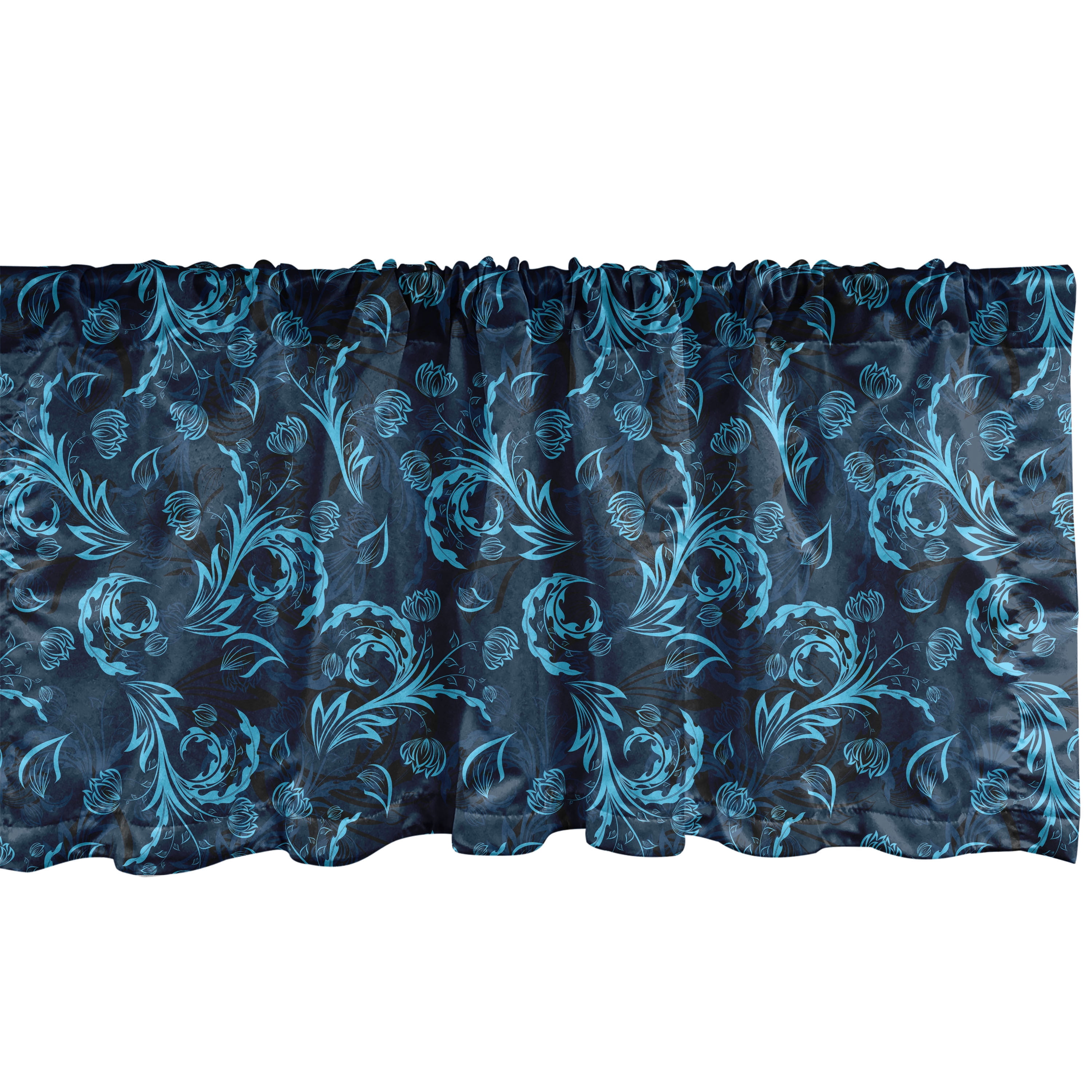 Ambesonne Blue Window Valance, Damask Inspired Abstract, 42" x 12 ...