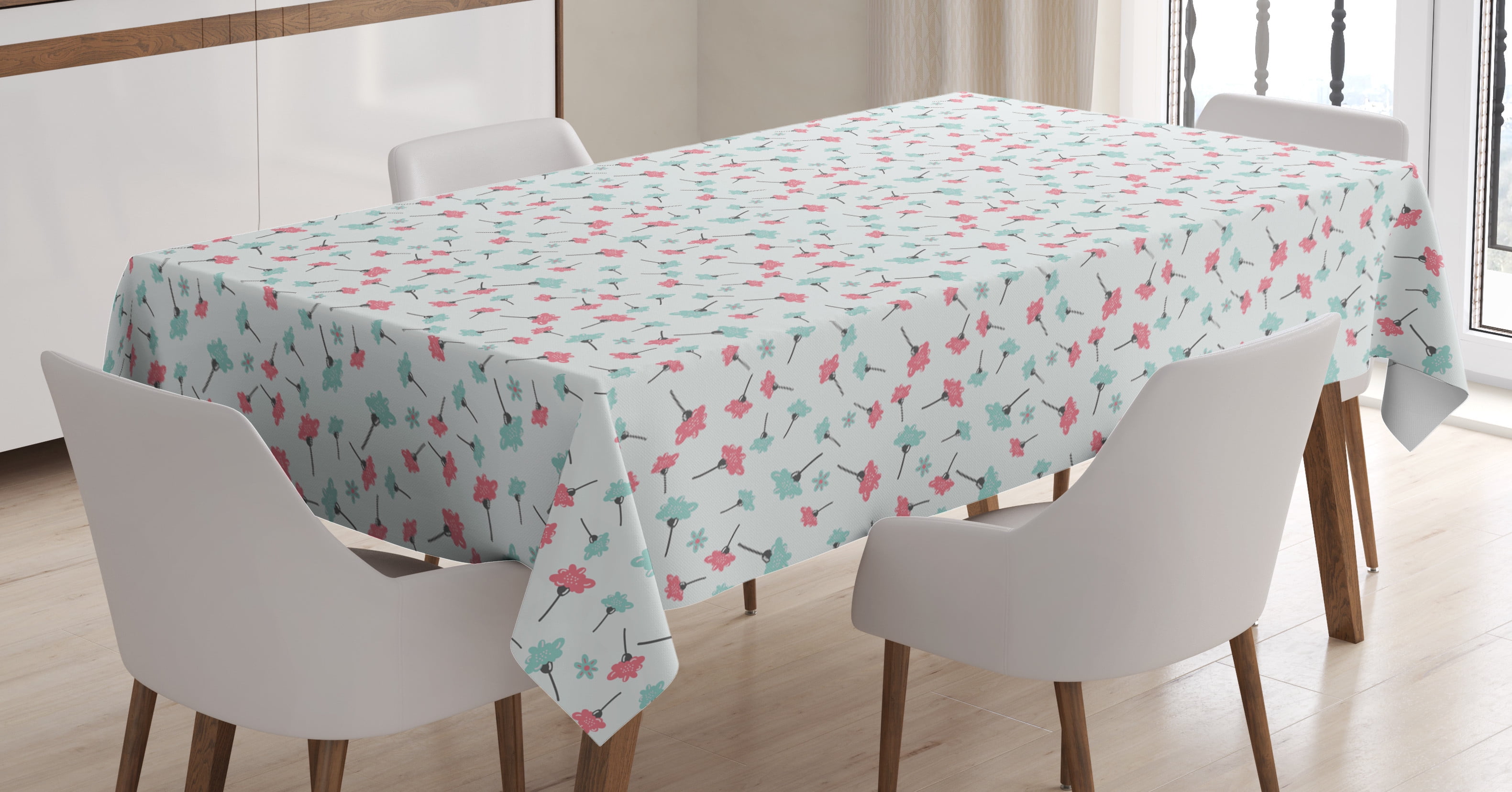 Ambesonne Blue and Pink Tablecloth Rectangular Table Cover, Nature ...