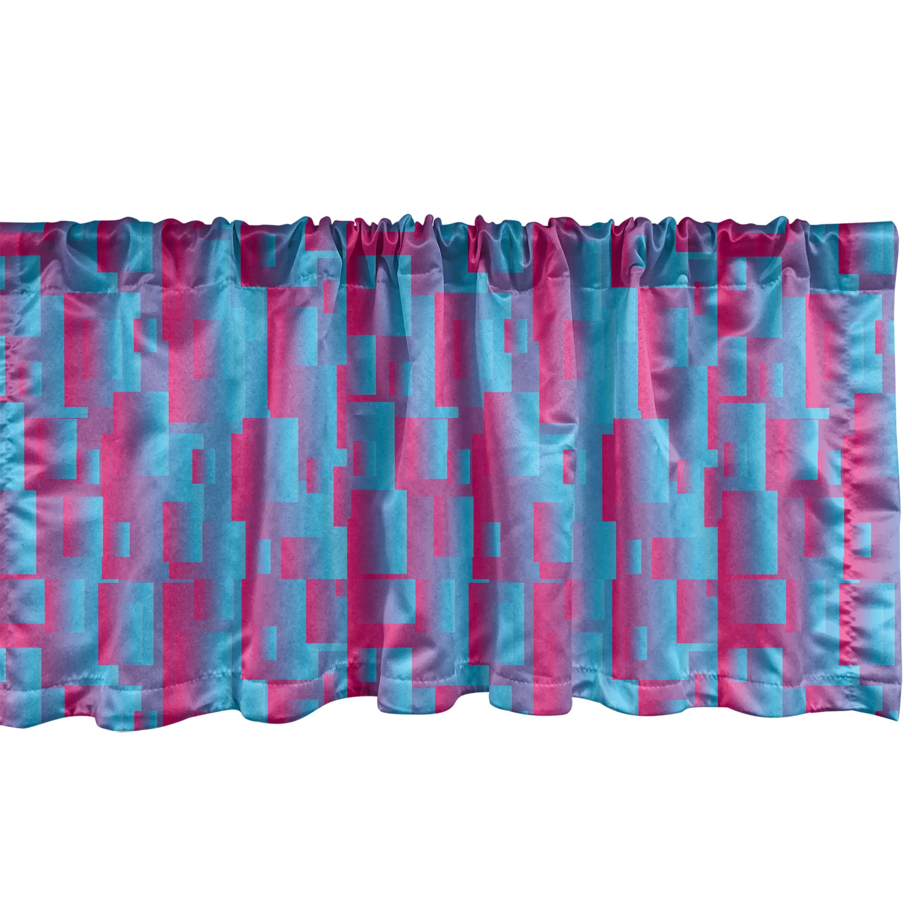 Ambesonne Blue and Pink Window Valance, Modern Squares, 54" X 12", Hot ...