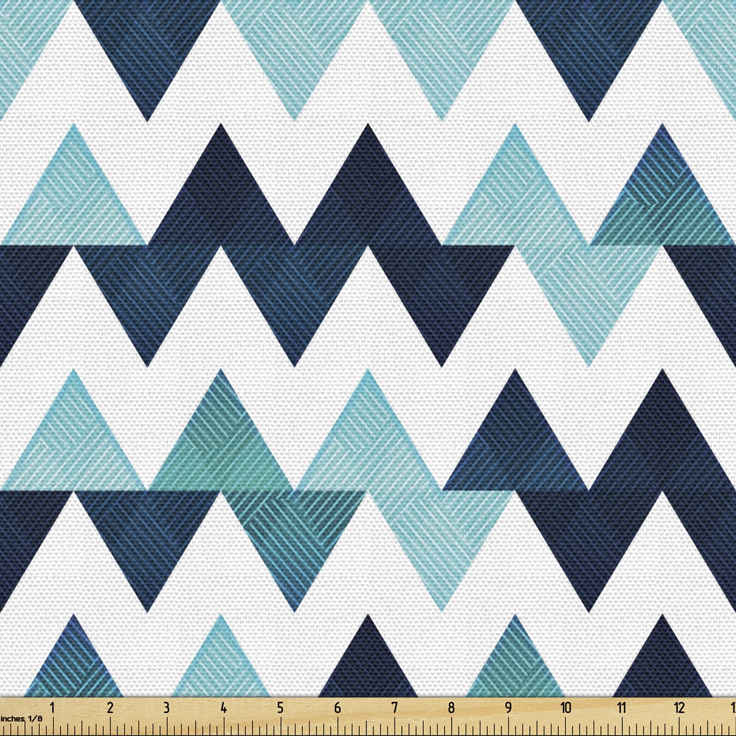 Ambesonne Blue and White Fabric by the Yard Upholstery, Modern Zig Zag ...