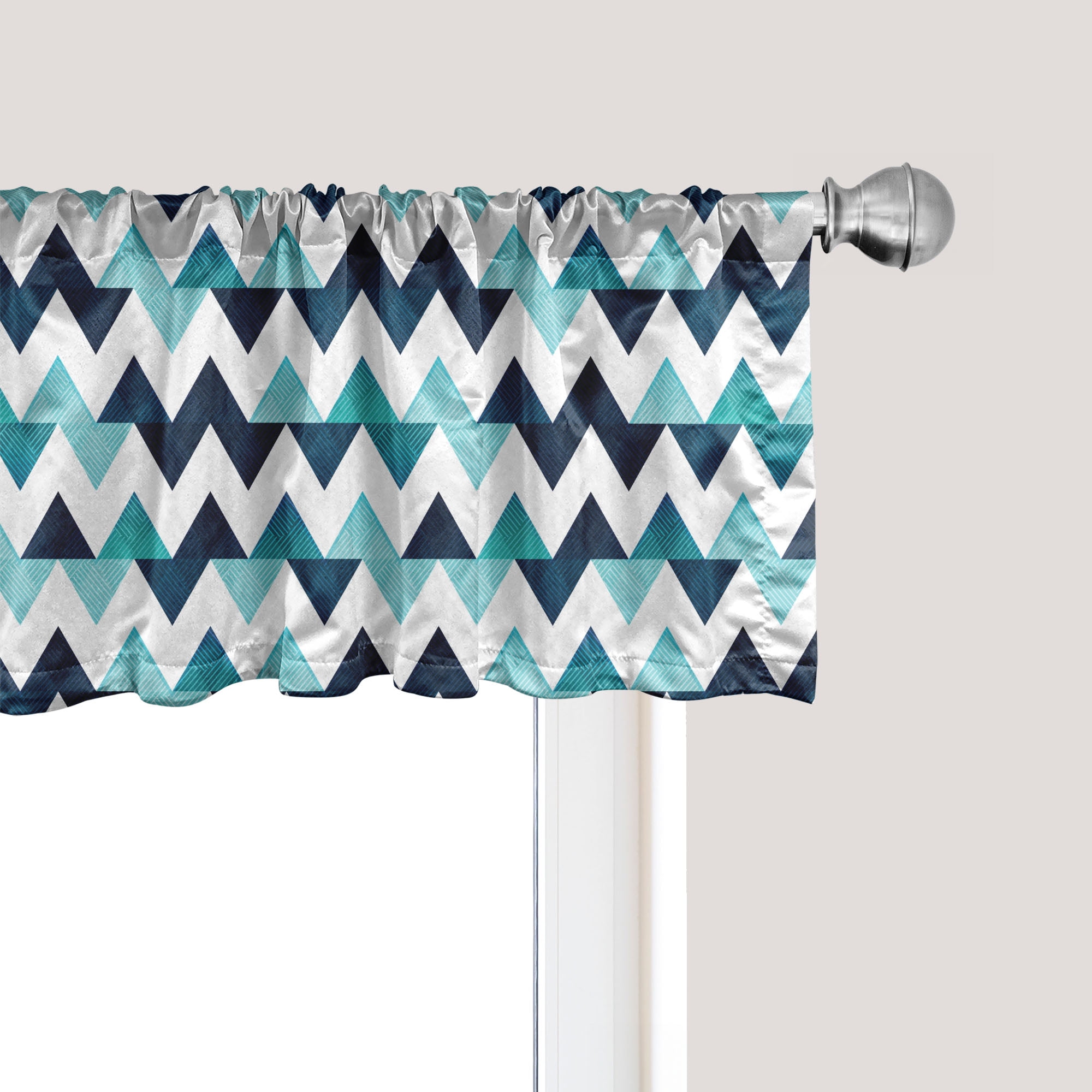 Ambesonne Blue and White Window Valance, Modern Zig Zag, 54" X 18 ...