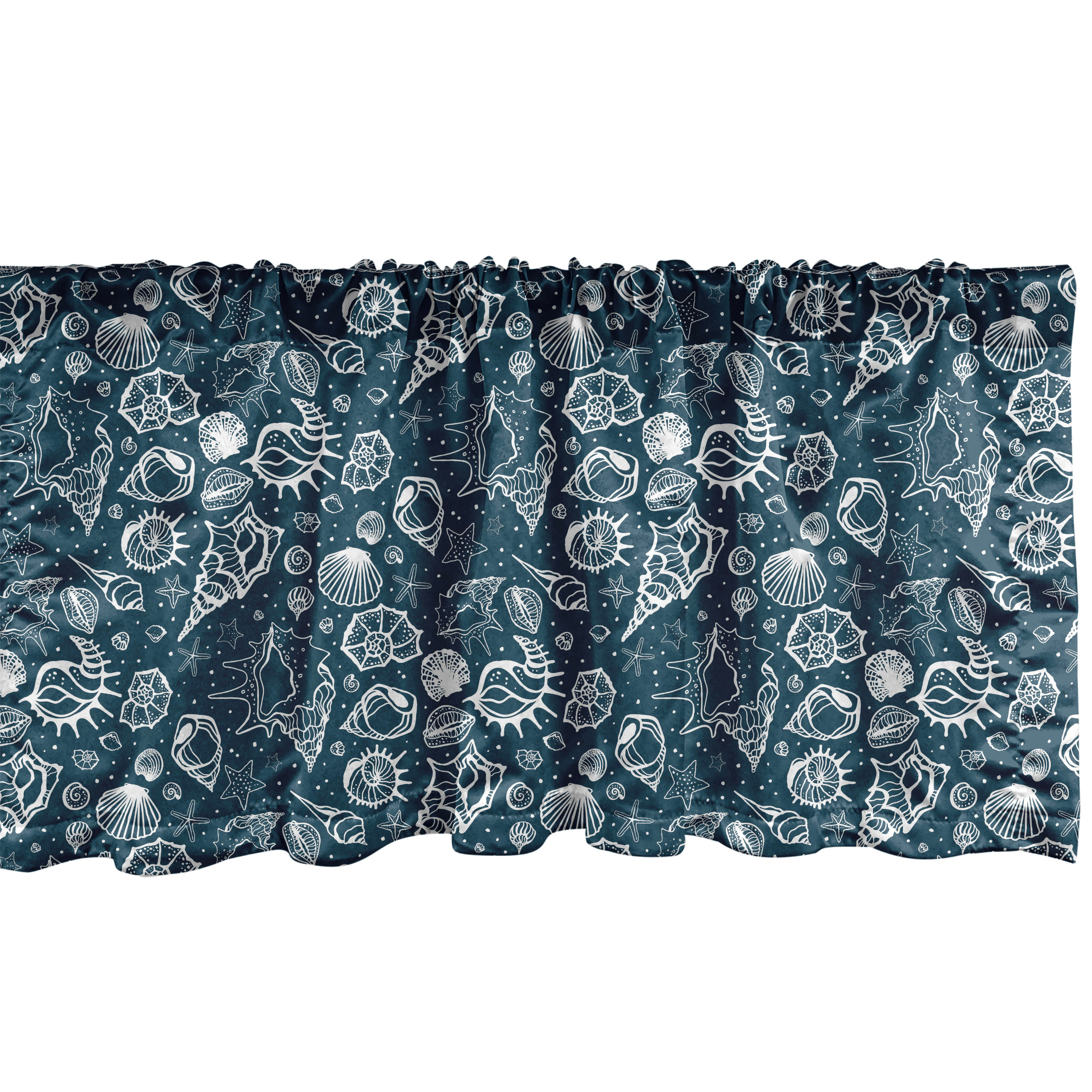 Ambesonne Blue and White Window Valance, Sea Shells Art, 54" X 12 ...