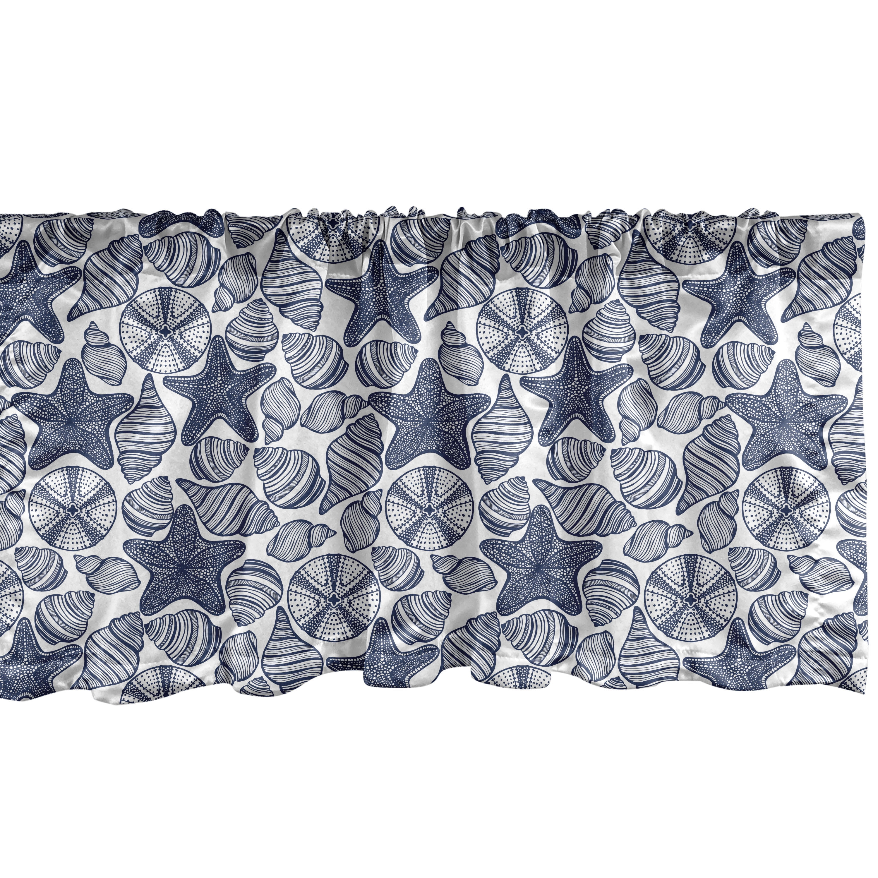 Ambesonne Blue and White Window Valance, Starfish Shells, 54" X 18 ...