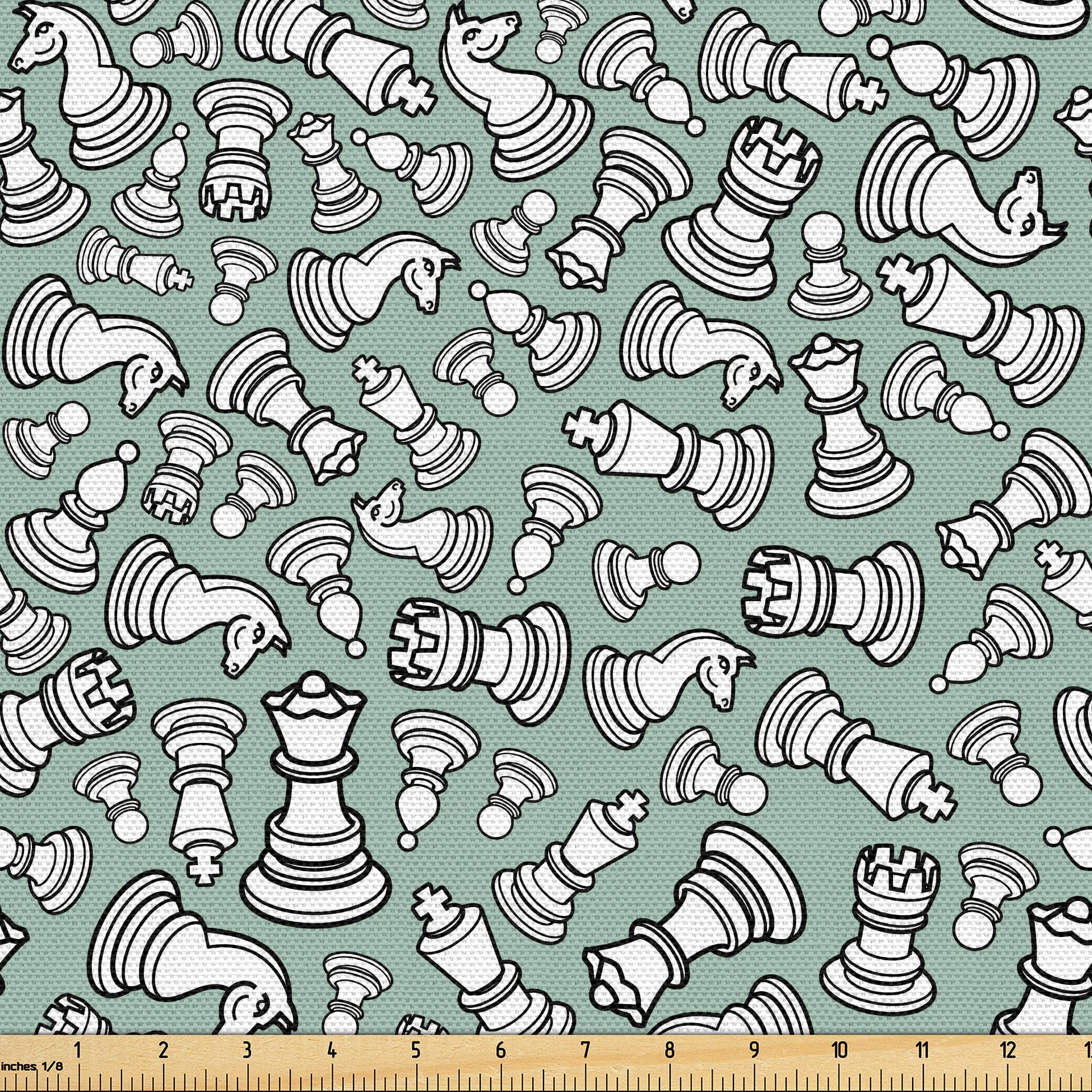 Ambesonne Board Game Fabric by the Yard Upholstery, Chess Pieces King ...