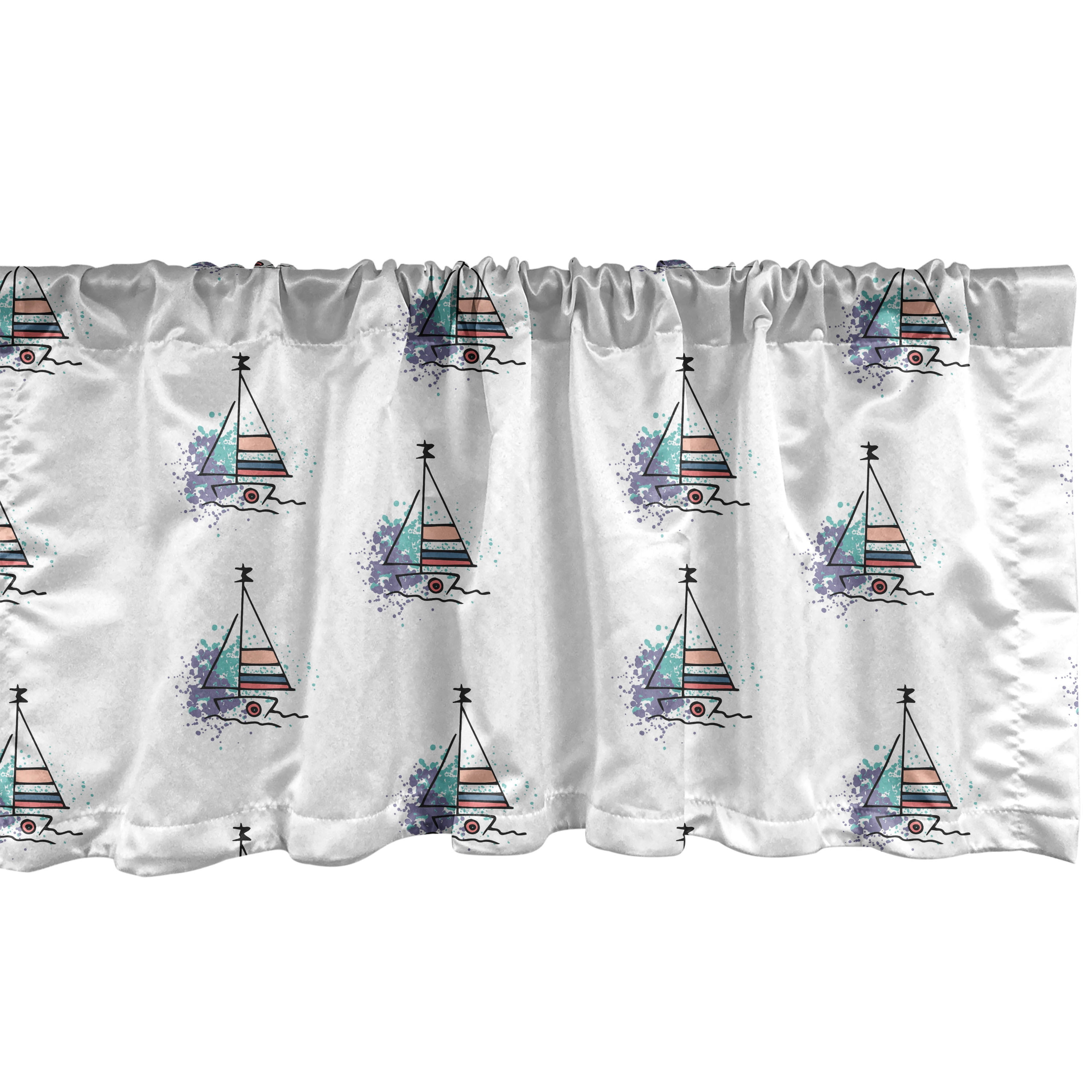 Ambesonne Boat Window Valance, Sailboats Nautical Theme Art, 42" x 12 ...