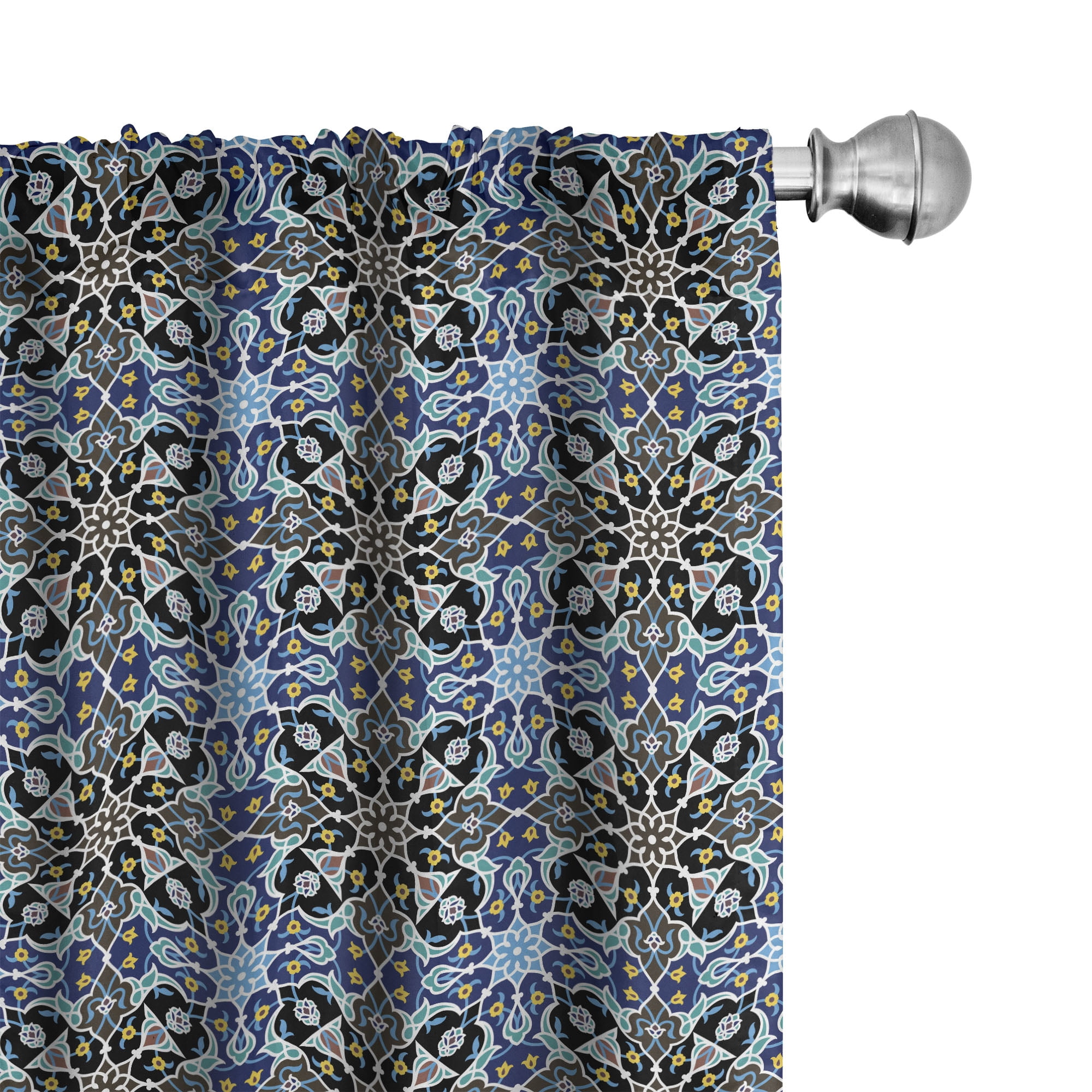 Ambesonne Bohem Curtains Moroccan Eastern Ornaments Pair Of 28x84