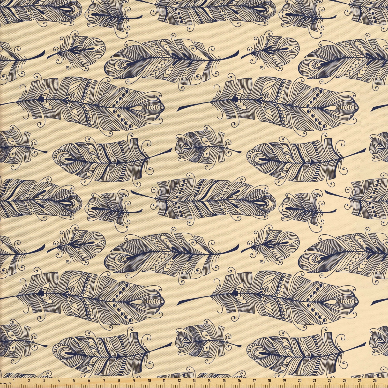 Ambesonne Bohemian Fabric by the Yard Upholstery, Hand Drawn Ornate ...