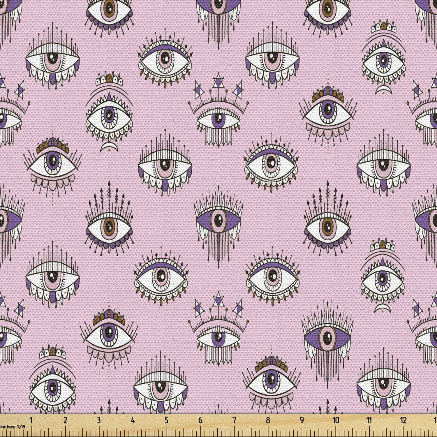 Ambesonne Bohemian Fabric by the Yard Upholstery, Occult Look Eyes ...